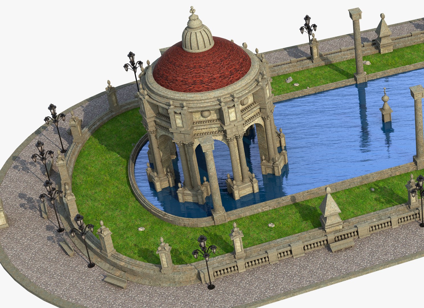 3D Fantasy Classic Swimming Pool Temple - TurboSquid 1776058