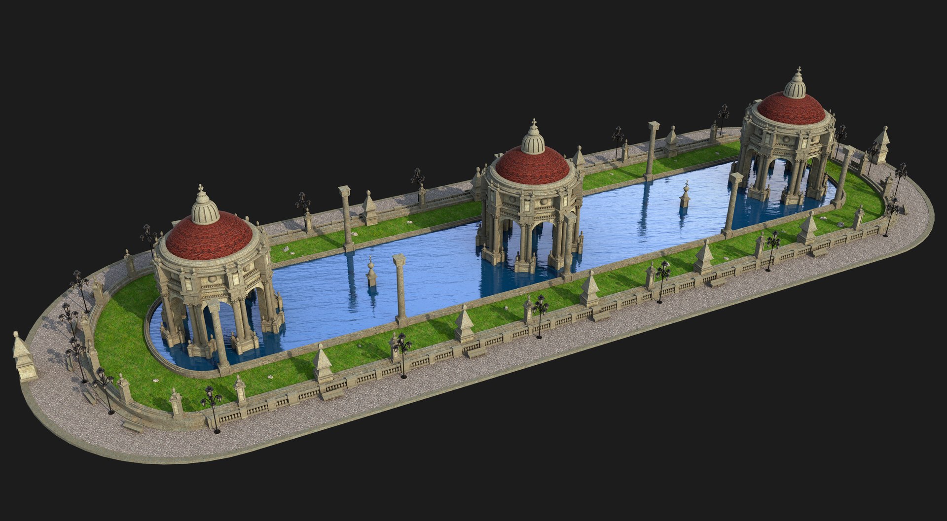 3D Fantasy Classic Swimming Pool Temple - TurboSquid 1776058