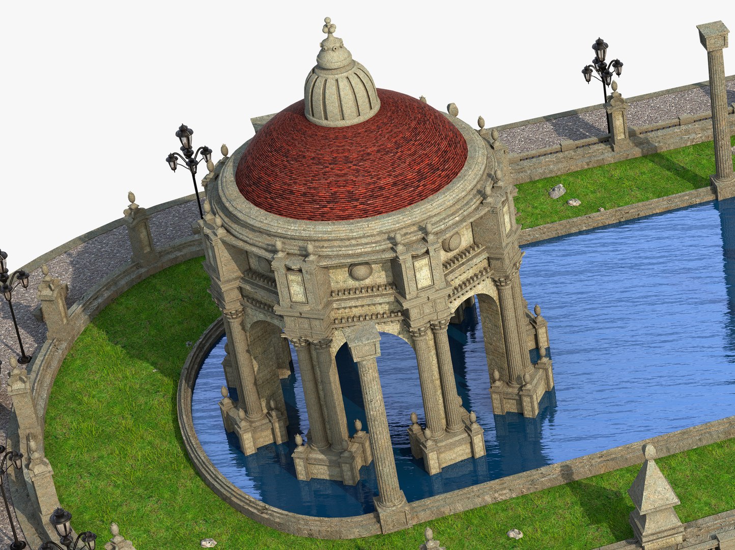 3D Fantasy Classic Swimming Pool Temple - TurboSquid 1776058