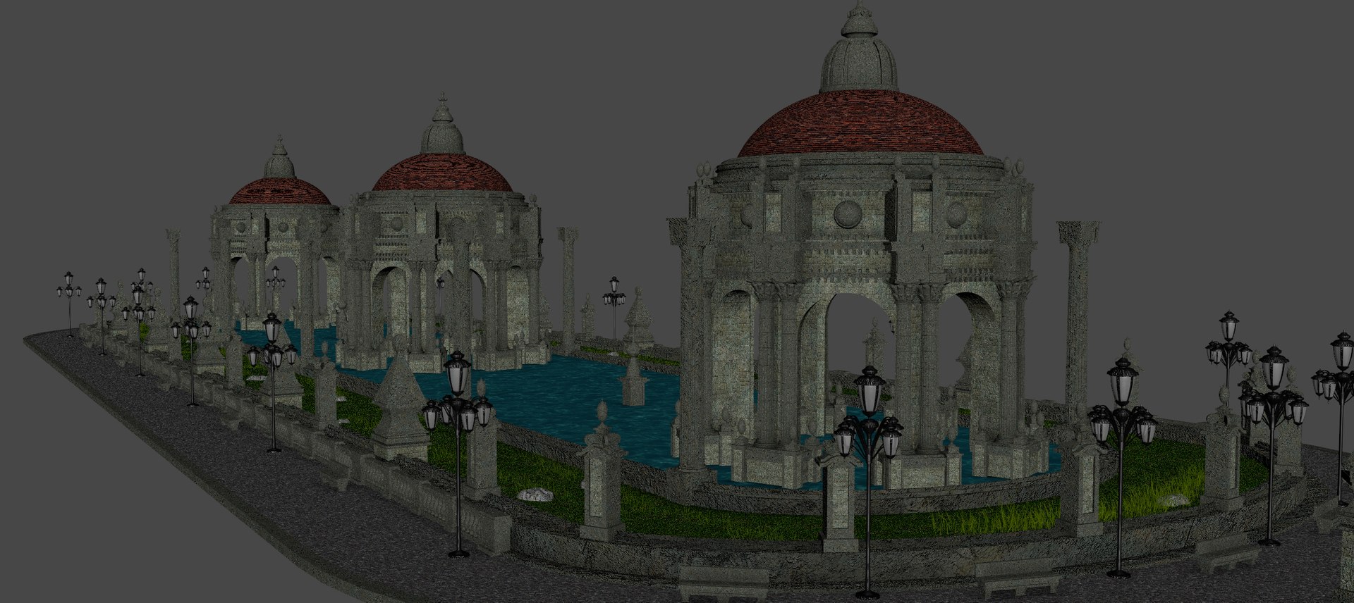 3D Fantasy Classic Swimming Pool Temple - TurboSquid 1776058