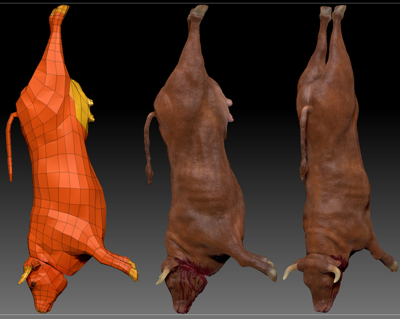 hanging dead cow lwo