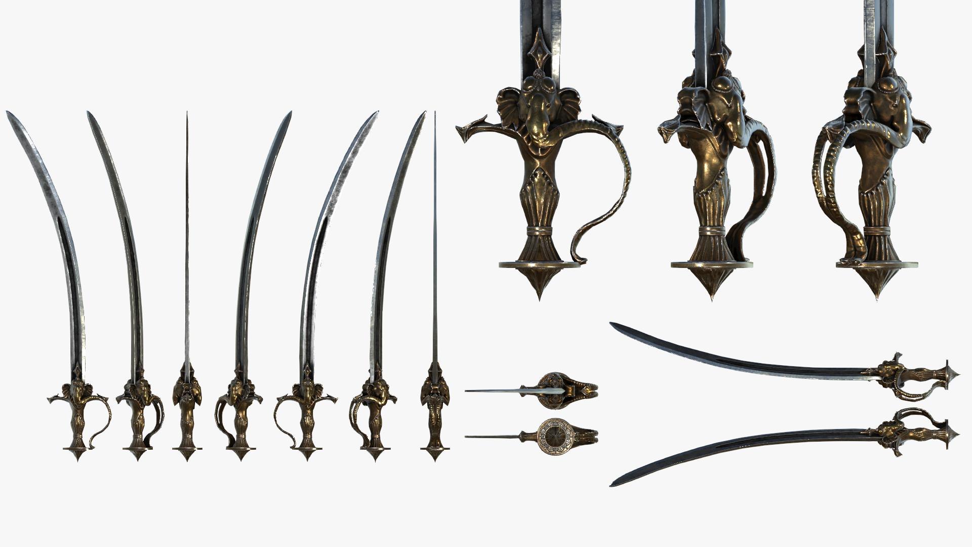 3D Fantasy Sword RPG Indian Talwar Talwaar Tulwar Sabre Sword Curved ...