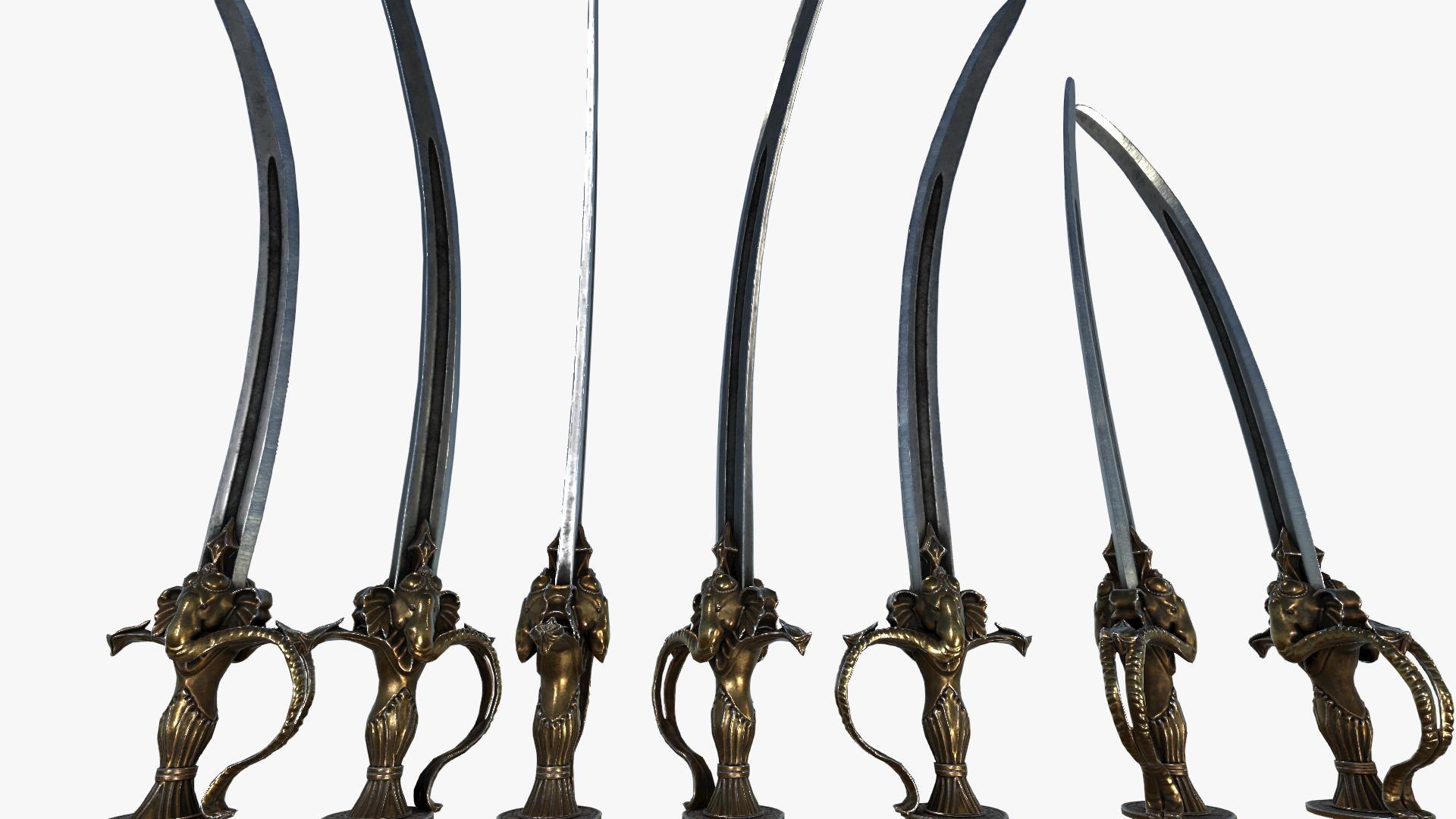 3D Fantasy Sword RPG Indian Talwar Talwaar Tulwar Sabre Sword Curved ...