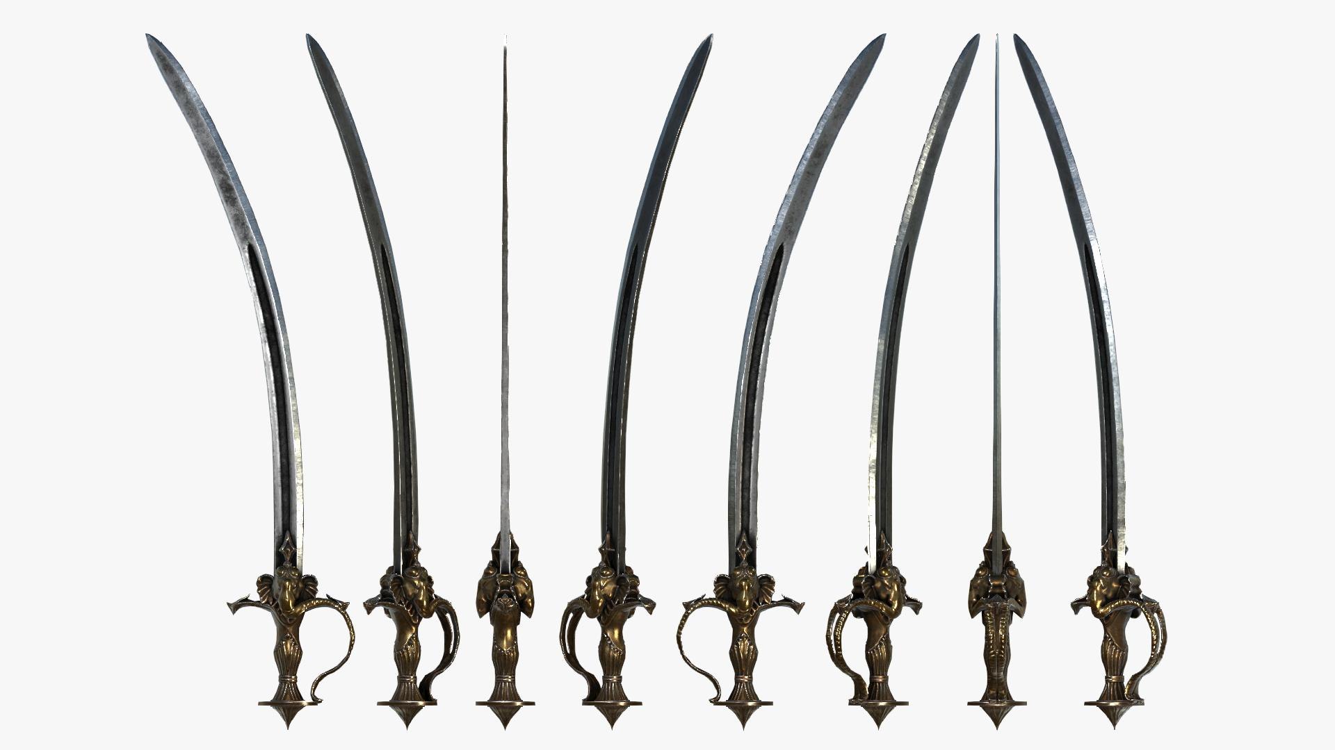 3D Fantasy Sword RPG Indian Talwar Talwaar Tulwar Sabre Sword Curved ...