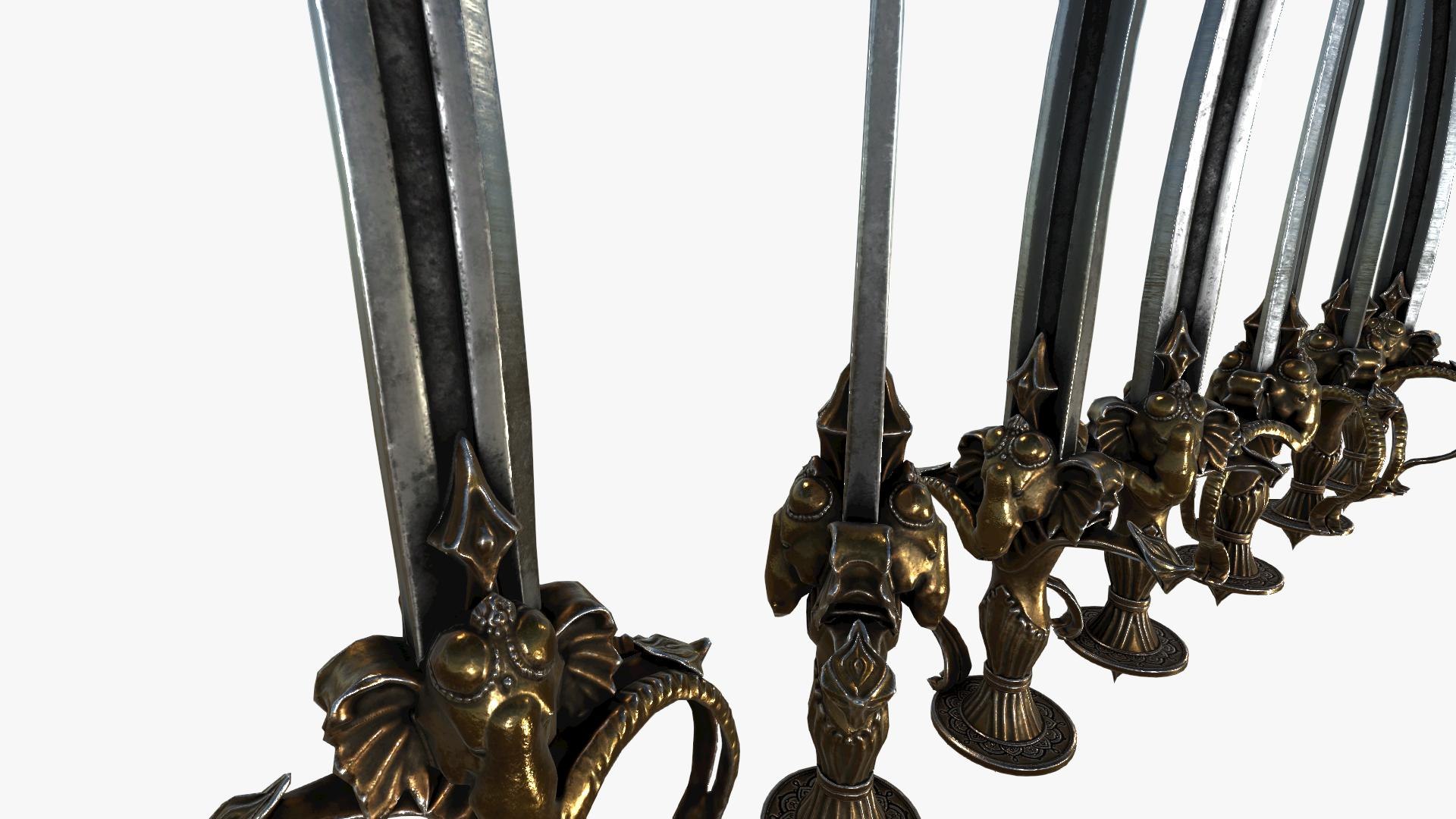 3D Fantasy Sword RPG Indian Talwar Talwaar Tulwar Sabre Sword Curved ...