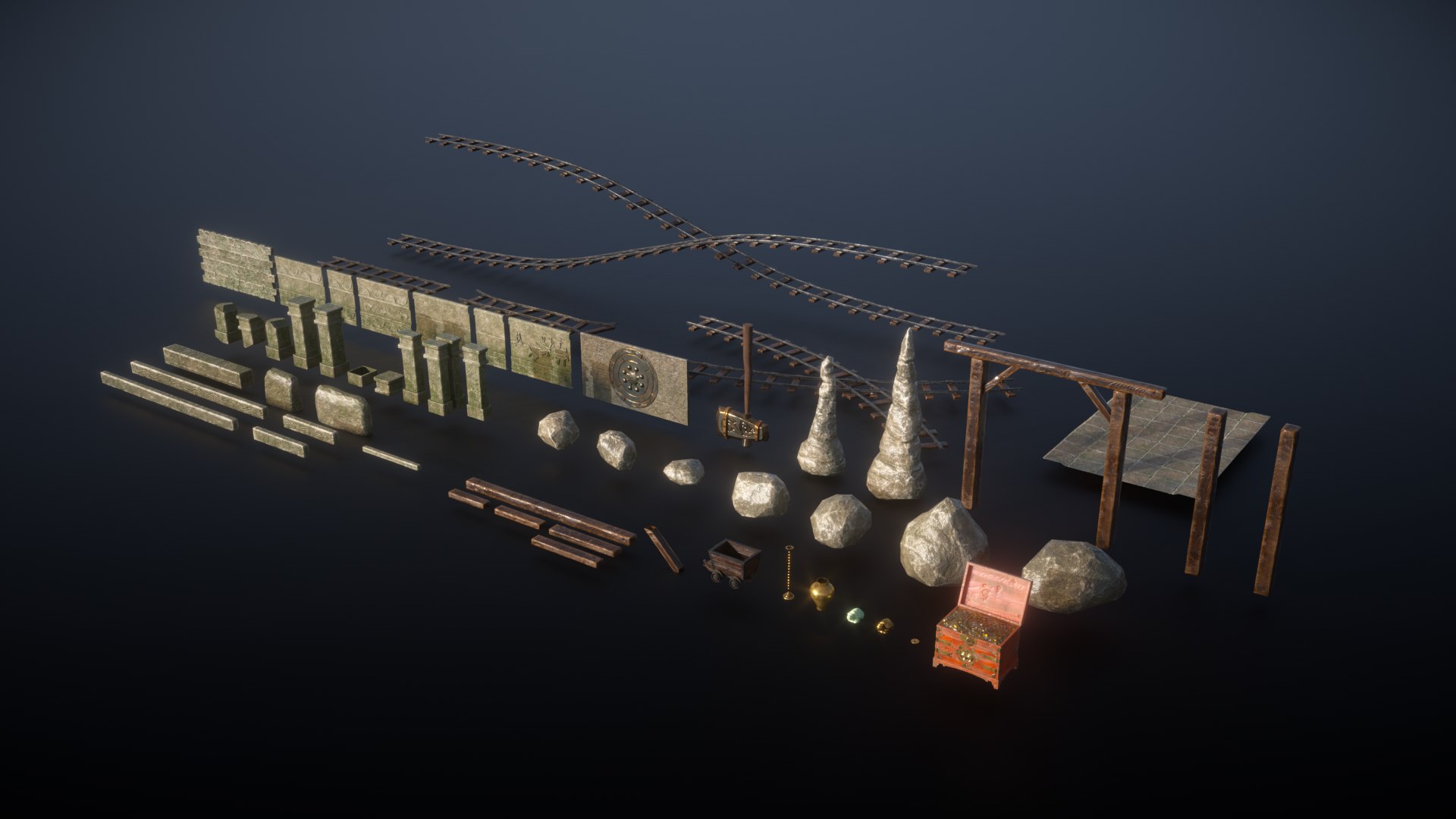 Mine Ruin Dungeon Asset Pack 3D - TurboSquid 2155065