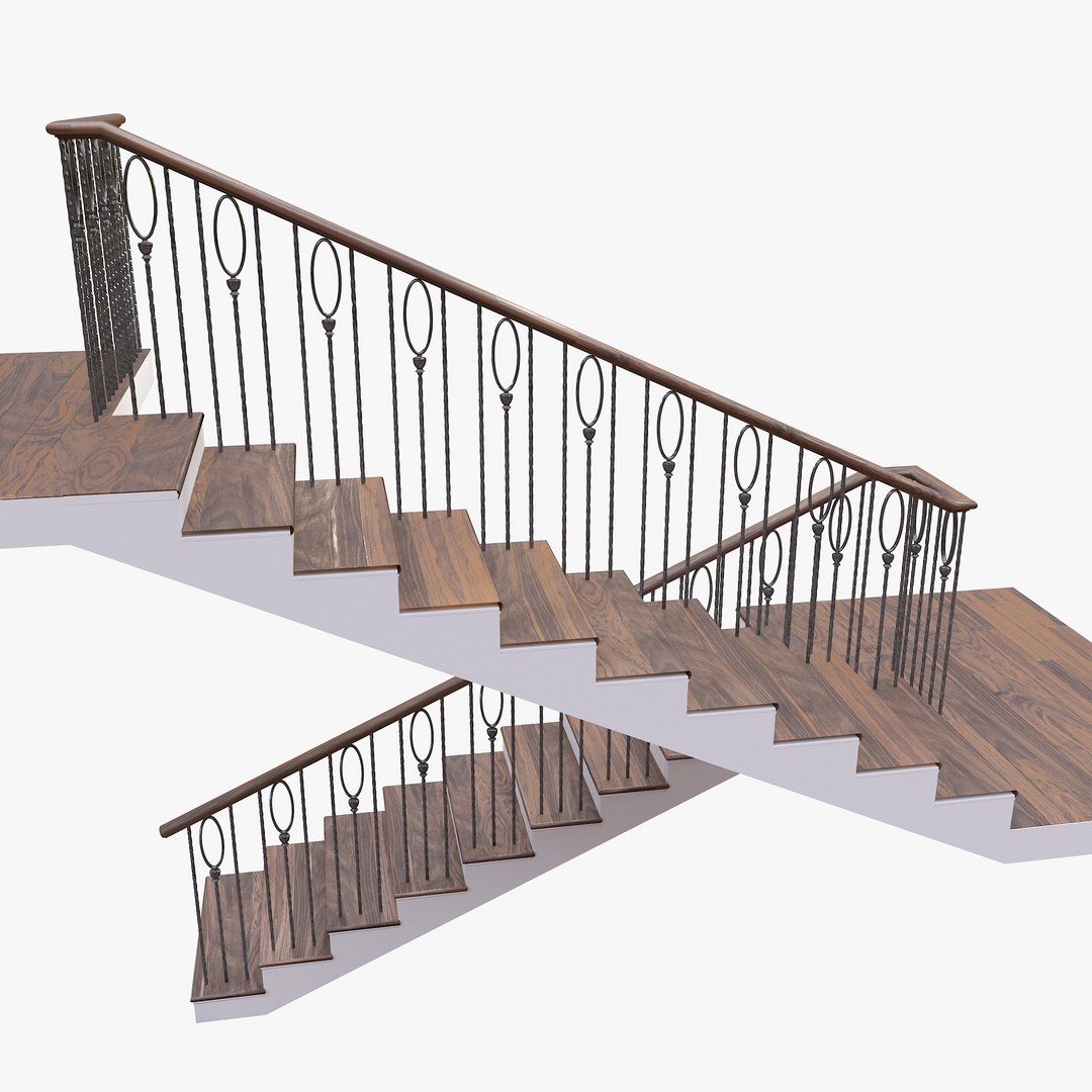 3D Staircase With Cast Iron Railings - TurboSquid 1830050