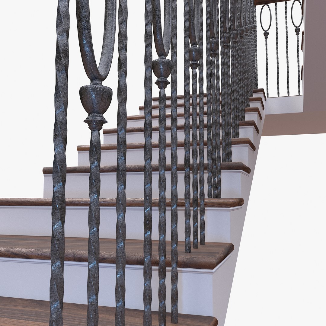 3D Staircase With Cast Iron Railings - TurboSquid 1830050