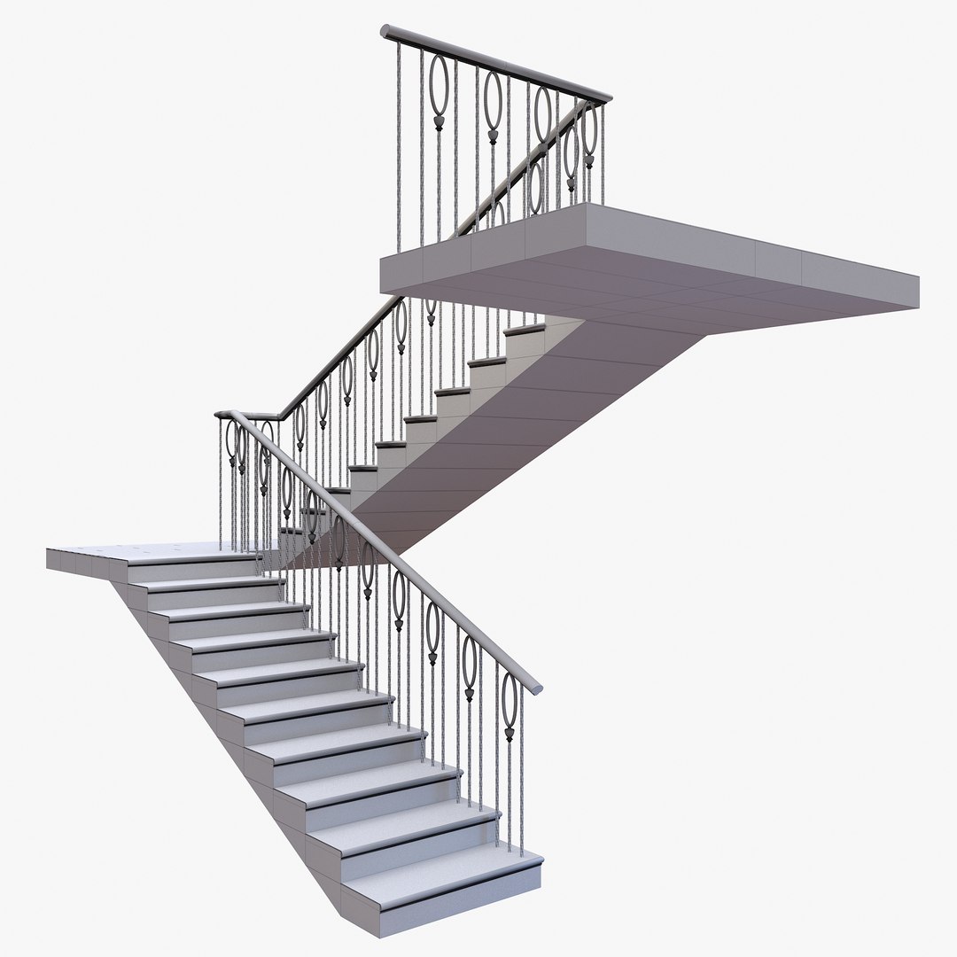 3D Staircase With Cast Iron Railings - TurboSquid 1830050