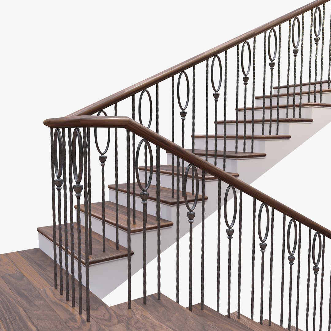 3D Staircase With Cast Iron Railings - TurboSquid 1830050