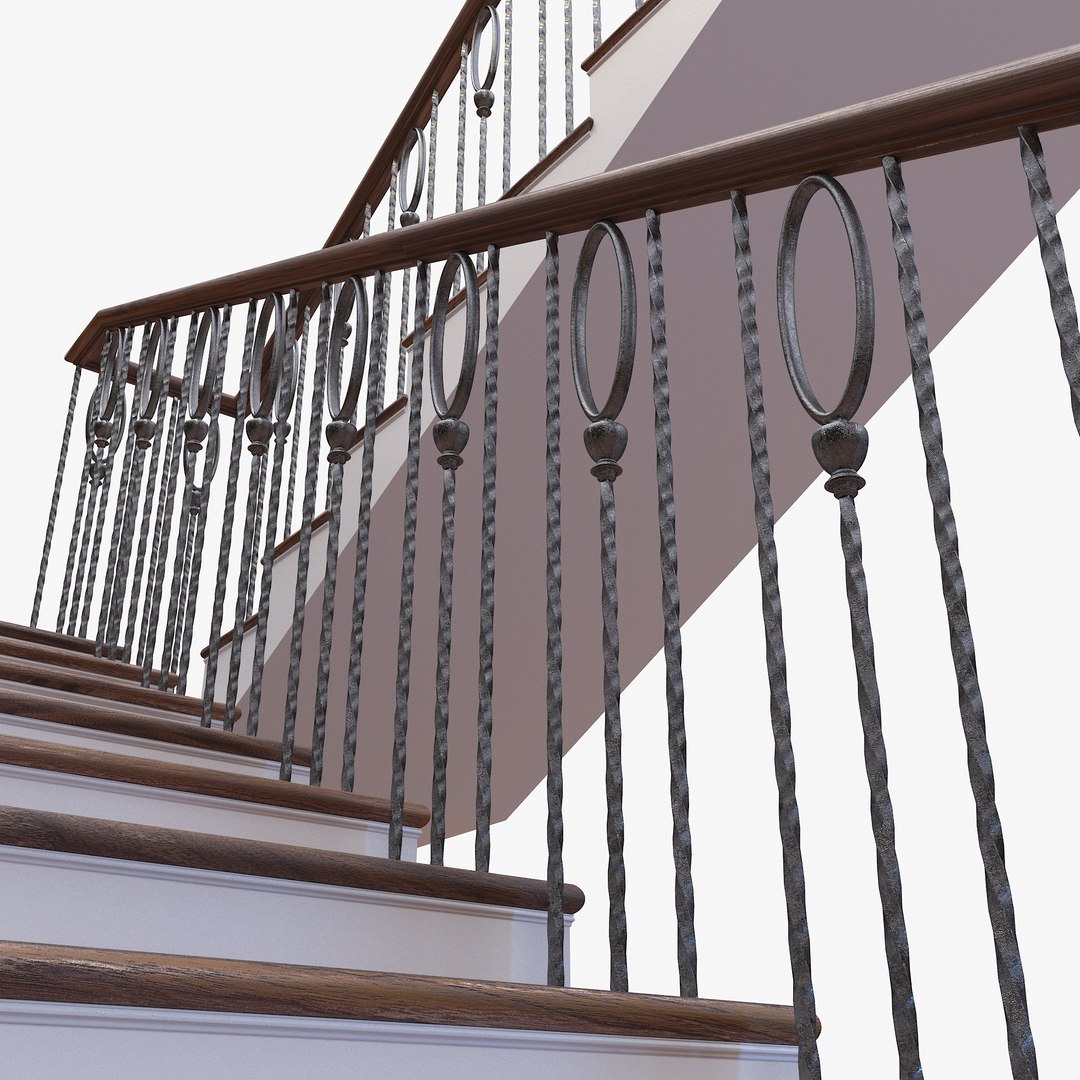3D Staircase With Cast Iron Railings - TurboSquid 1830050