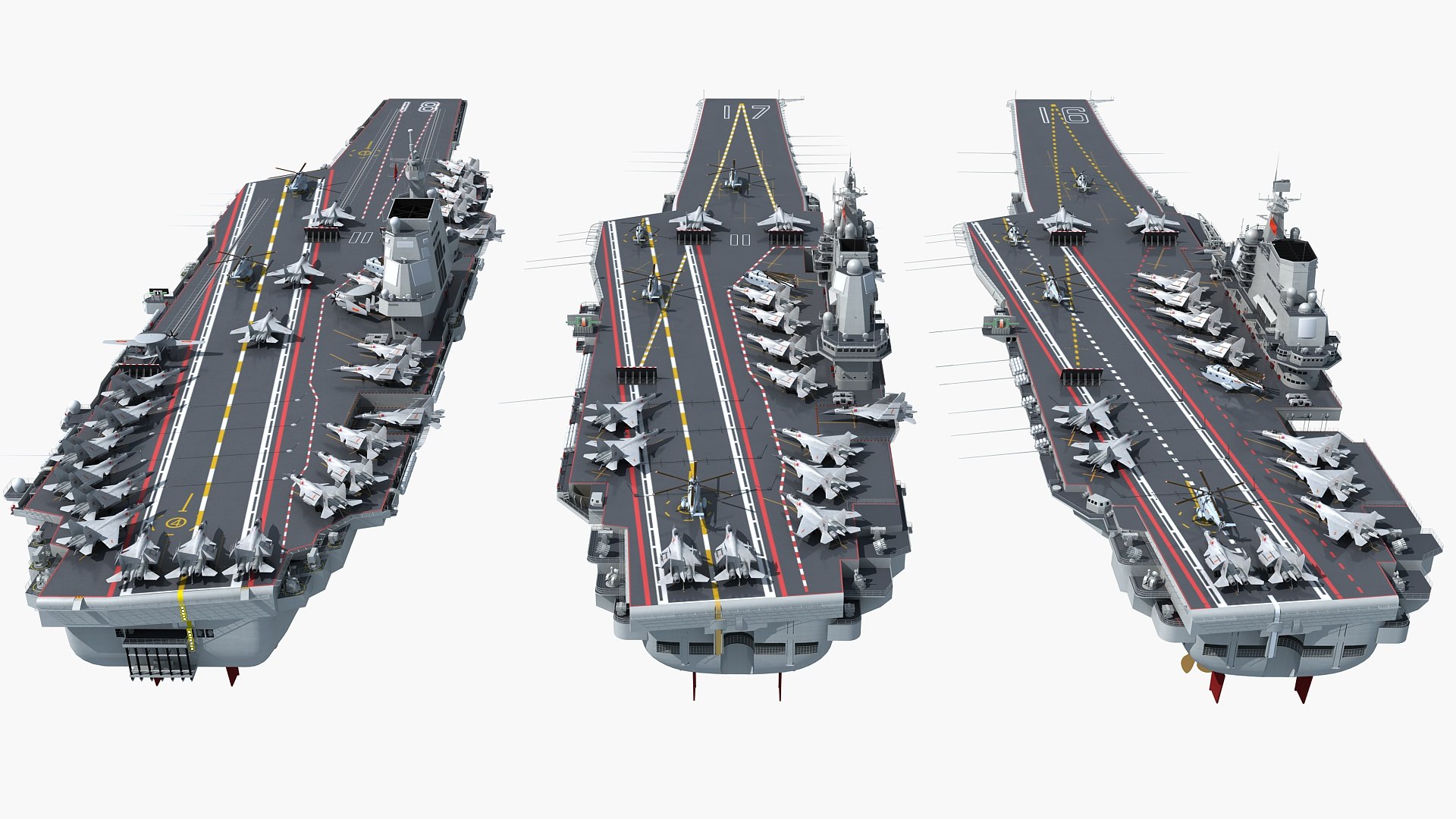 CV16 CV17 CV18 With Shipboard Aircraft 3D - TurboSquid 2117527