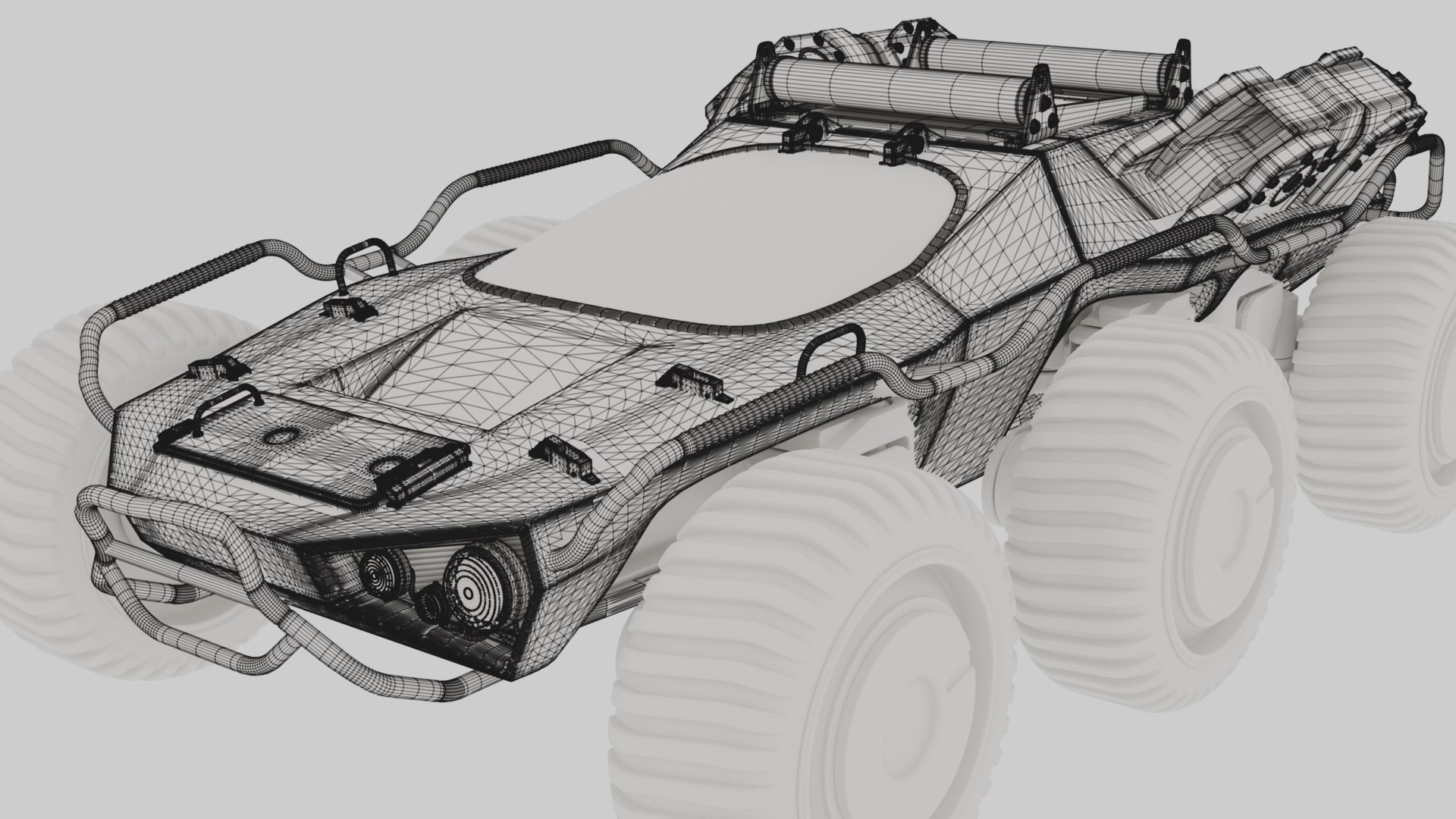 3D Futuristic All-Terrain Armored Vehicle - 8-Wheel Sci-Fi Rover 3D ...