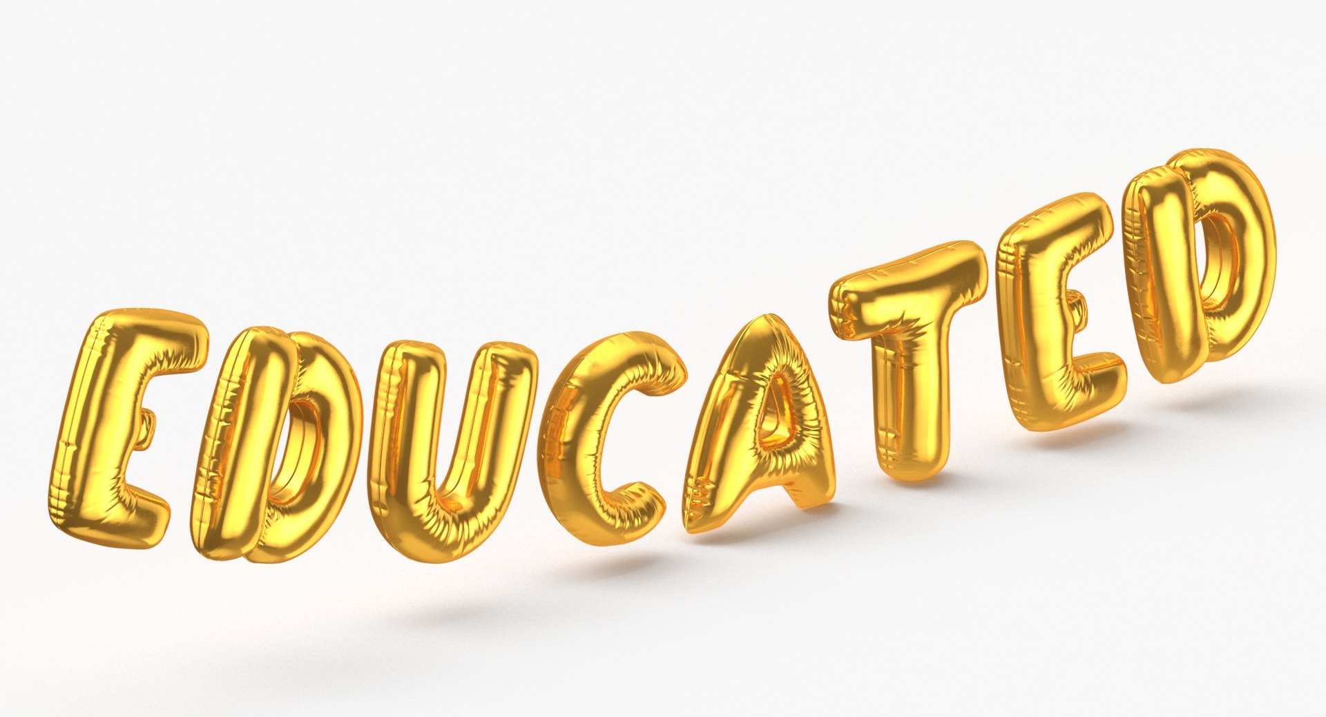 3D Foil Baloon Words Educated AF Gold Model - TurboSquid 1738902