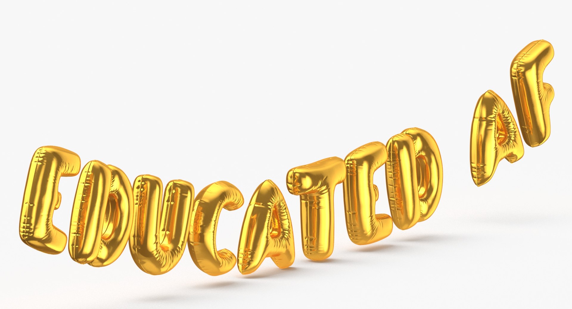 3D Foil Baloon Words Educated AF Gold Model - TurboSquid 1738902