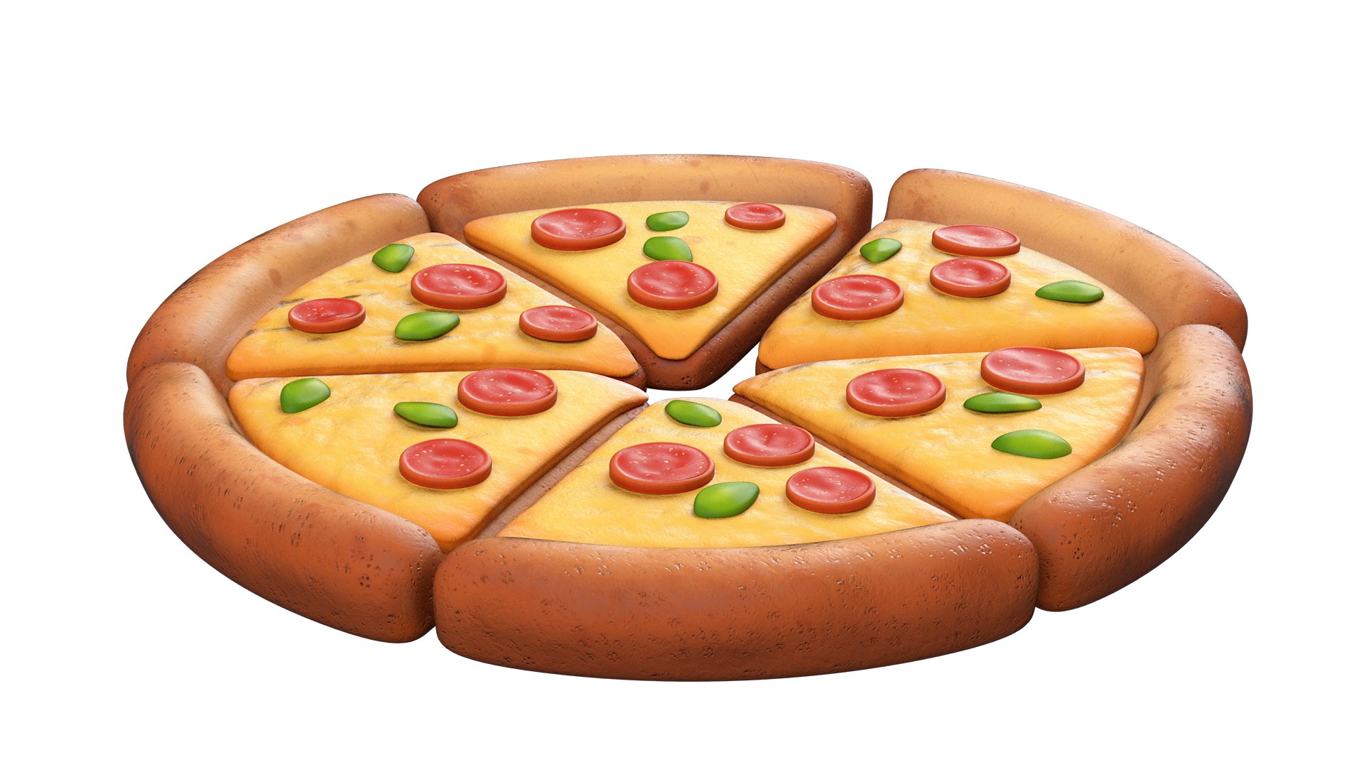 3D Cartoon Pizza Model - TurboSquid 2049623