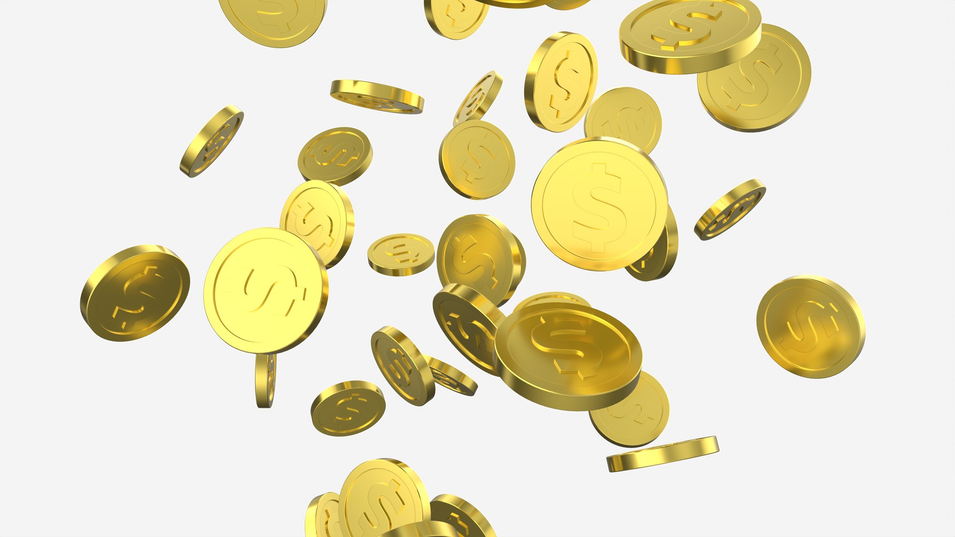 3D Gold Coins Falling 01 - TurboSquid 2107428