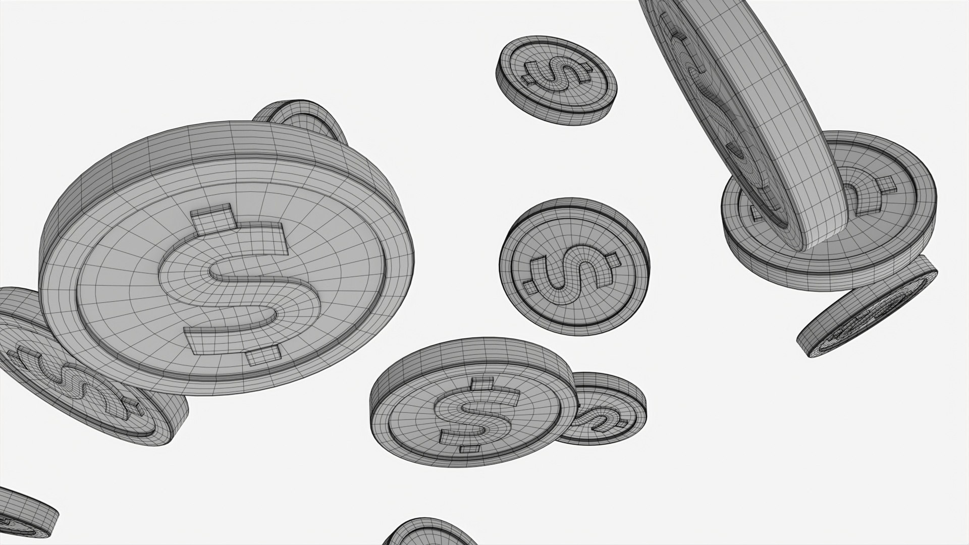 3D Gold Coins Falling 01 - TurboSquid 2107428