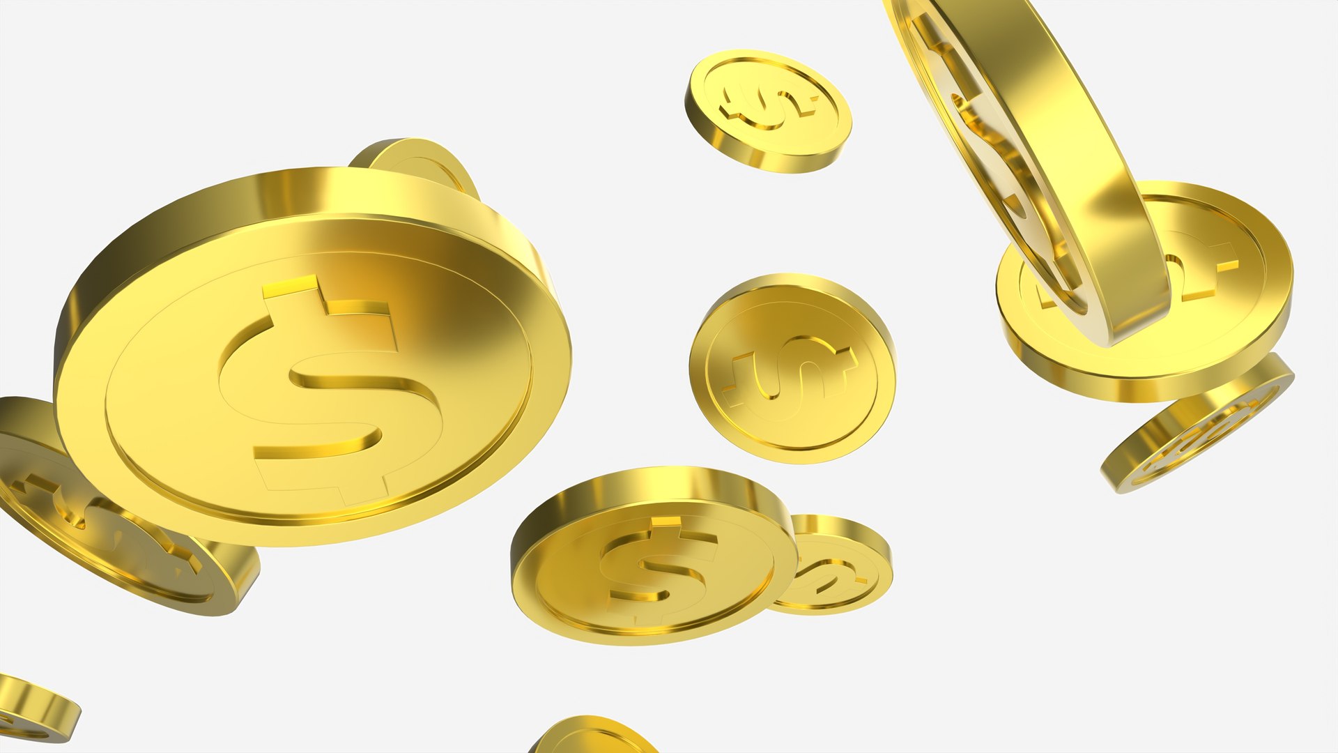 3D Gold Coins Falling 01 - TurboSquid 2107428