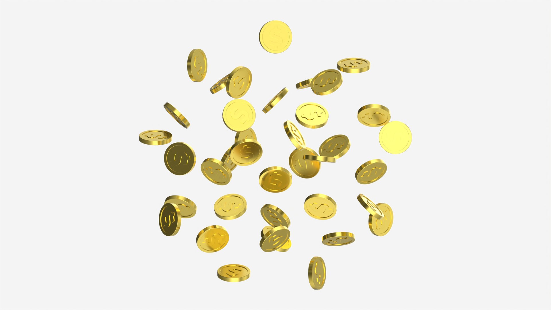 3D Gold Coins Falling 01 - TurboSquid 2107428