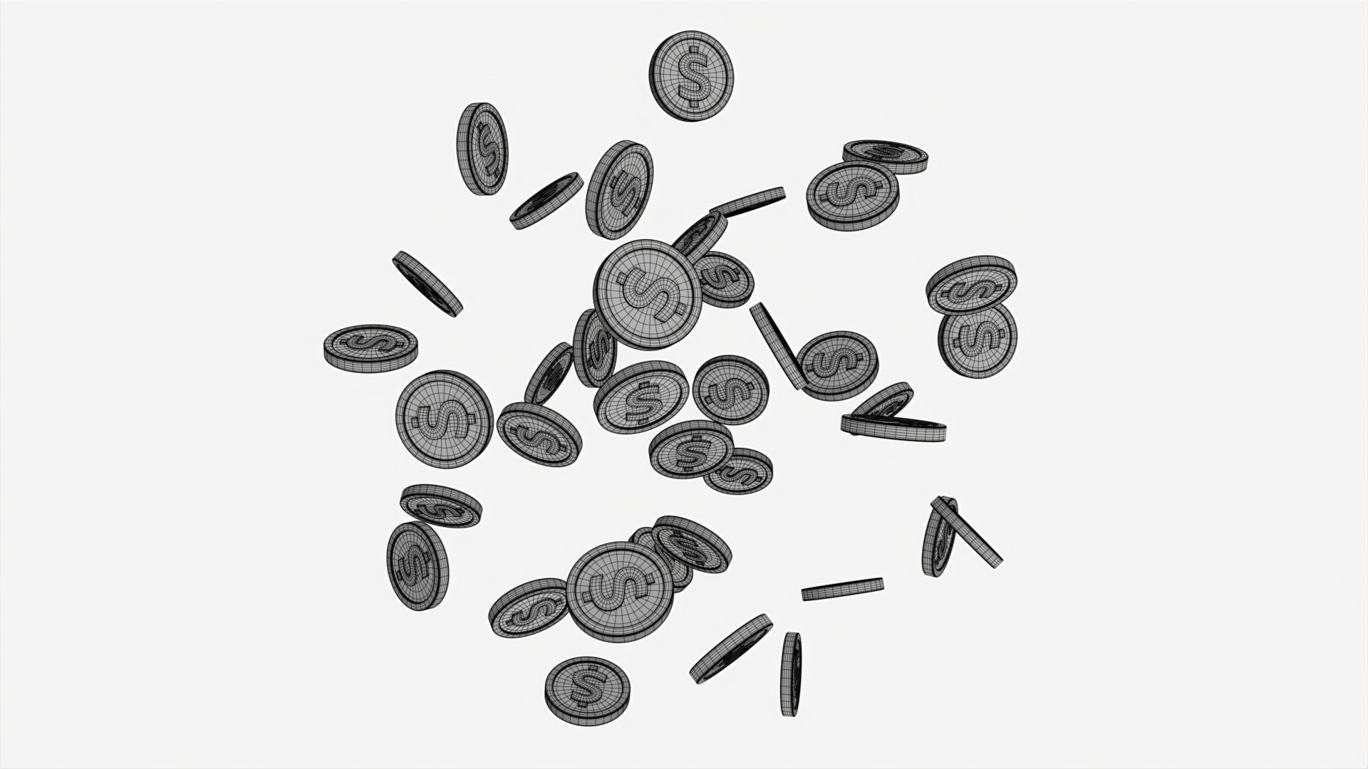 3D Gold Coins Falling 01 - TurboSquid 2107428