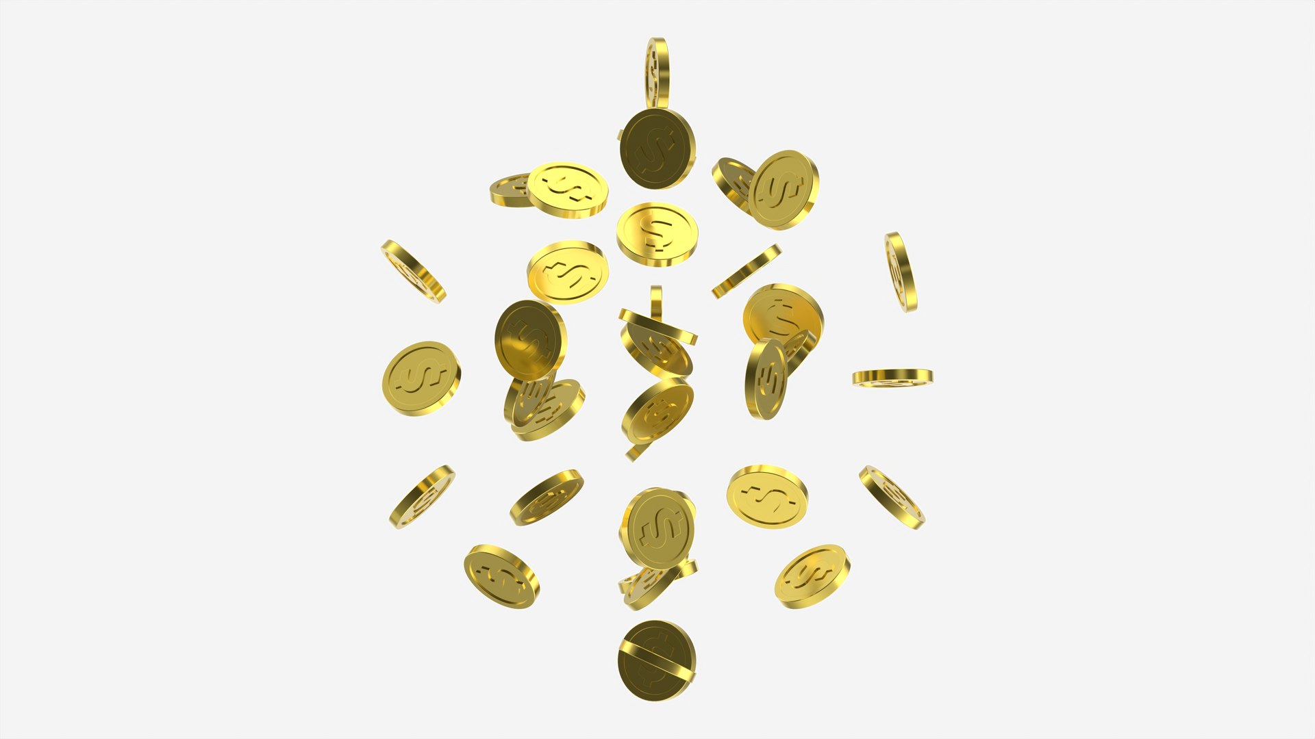 3D Gold Coins Falling 01 - TurboSquid 2107428