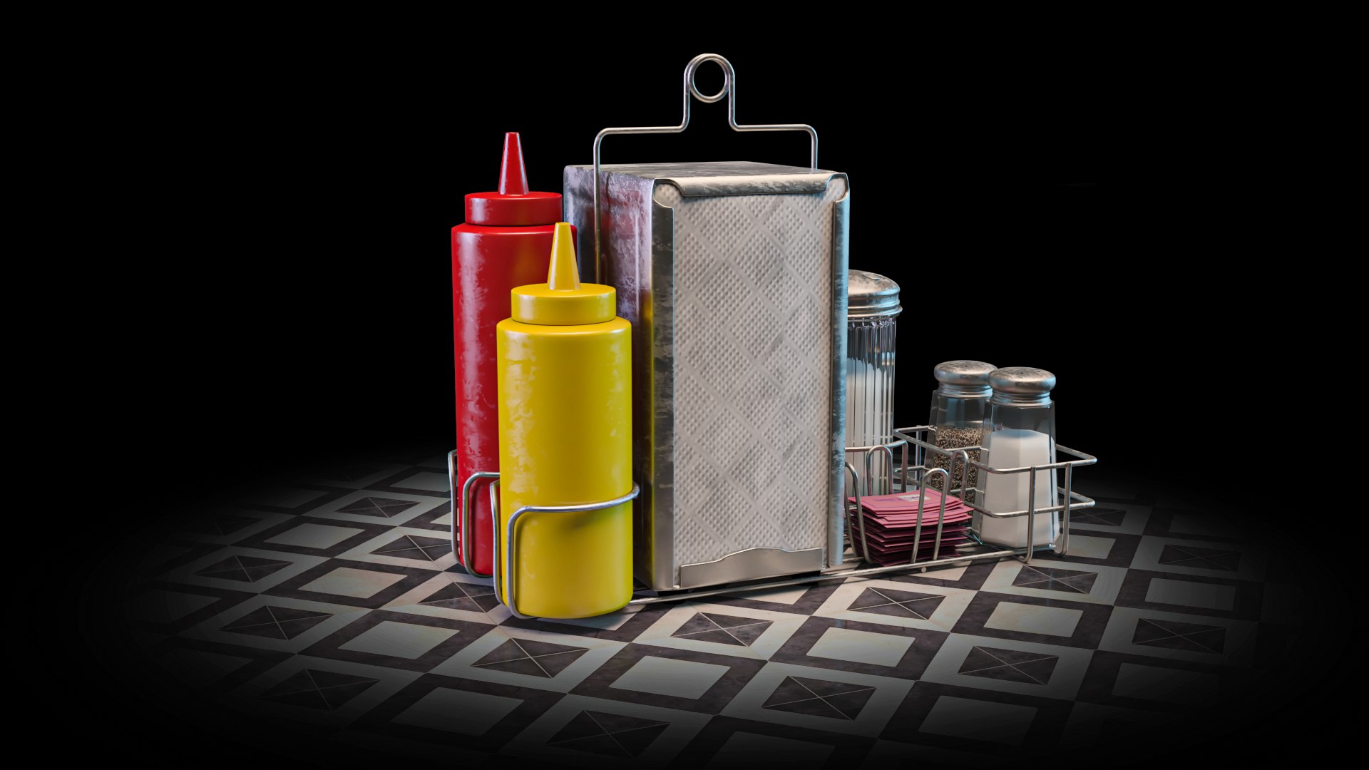 3D Diner Set Model - TurboSquid 2226977