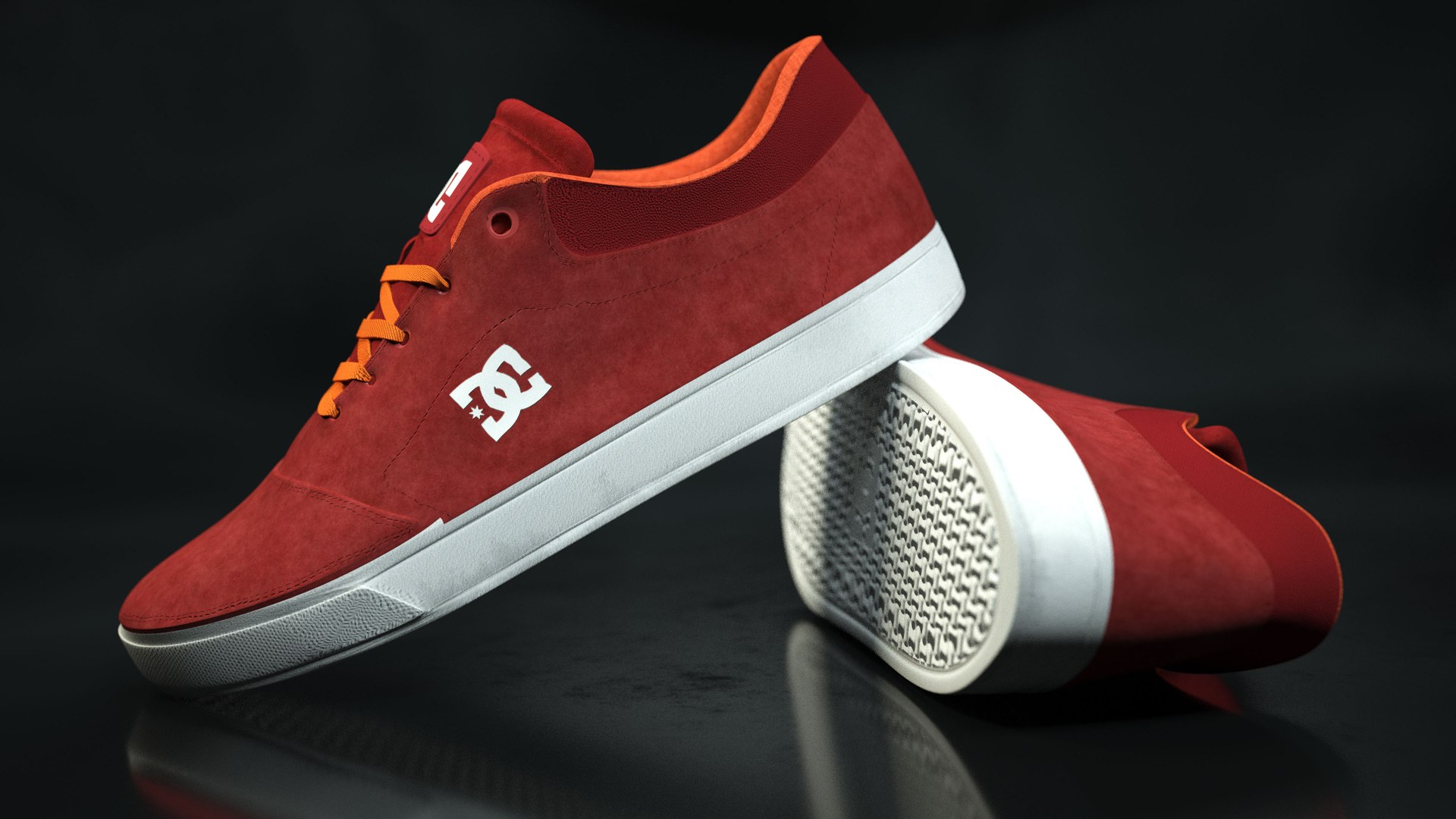 3D Dc Shoe Orange-red - - TurboSquid 1250420