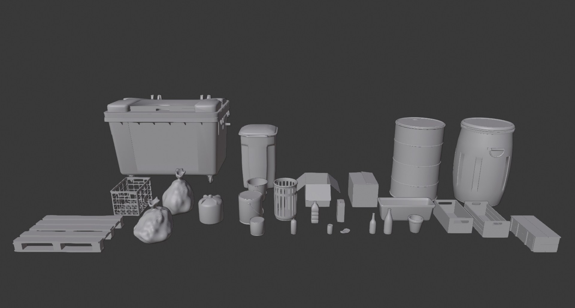 3D Pack Trash Bin Boxes Model - TurboSquid 1534347