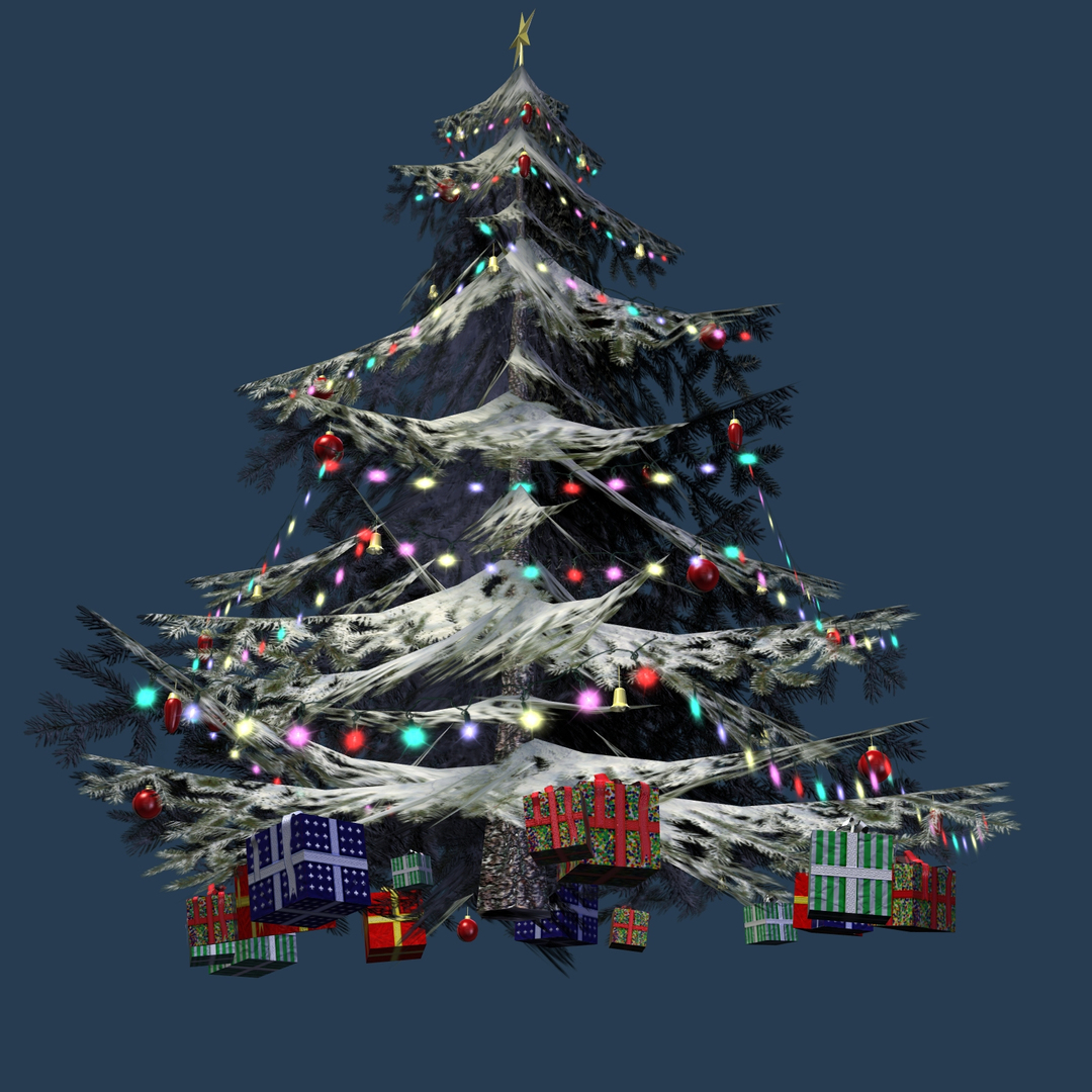 3d obj christmas tree presents