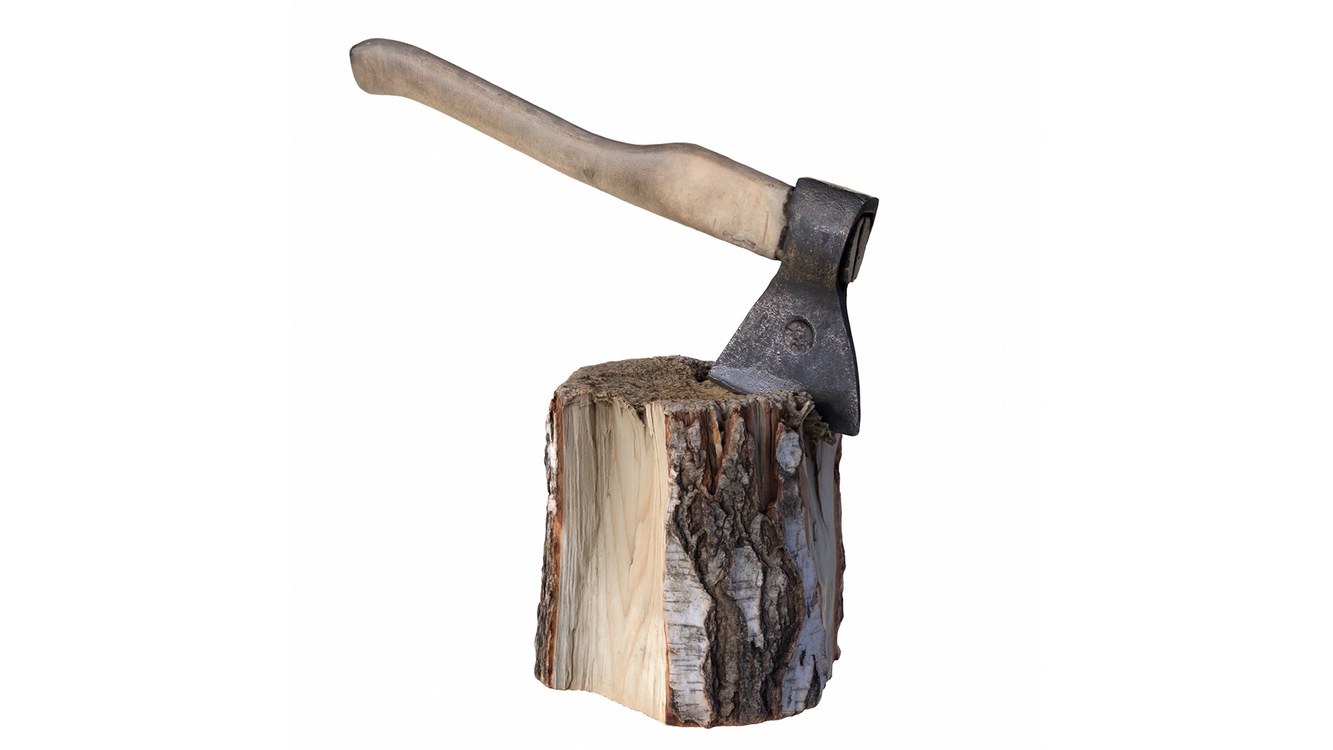 3D Old axe on stump model - TurboSquid 1971510