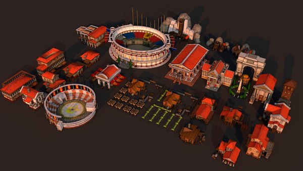 roman buildings 3d model