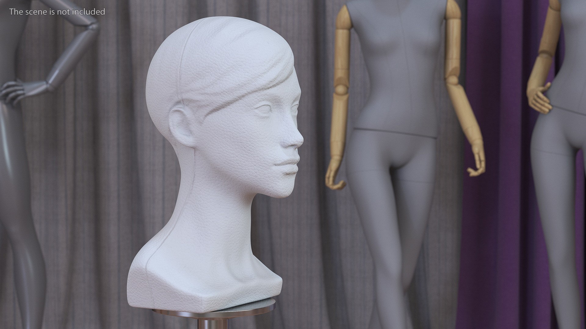 Styrofoam Female Mannequin Head With Hair 3D Model - TurboSquid 2214168