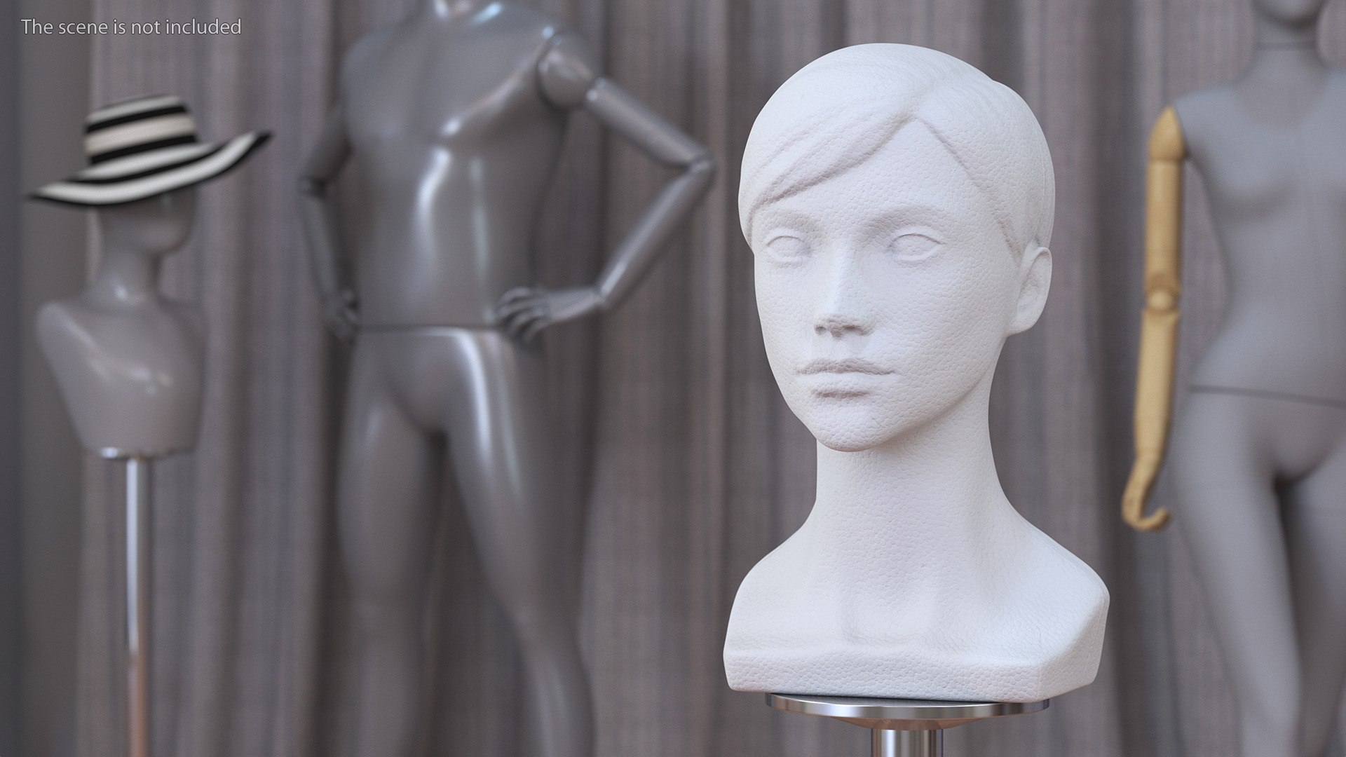Styrofoam Female Mannequin Head With Hair 3D Model - TurboSquid 2214168