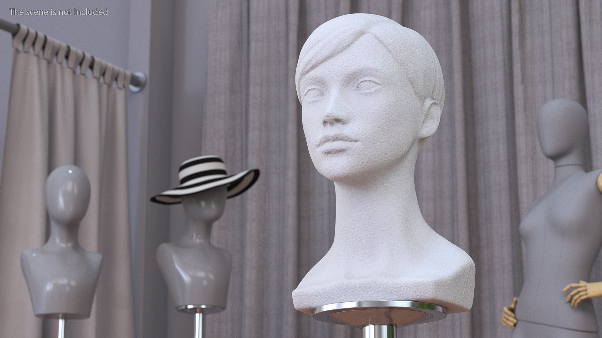 Styrofoam Female Mannequin Head With Hair 3D Model - TurboSquid 2214168