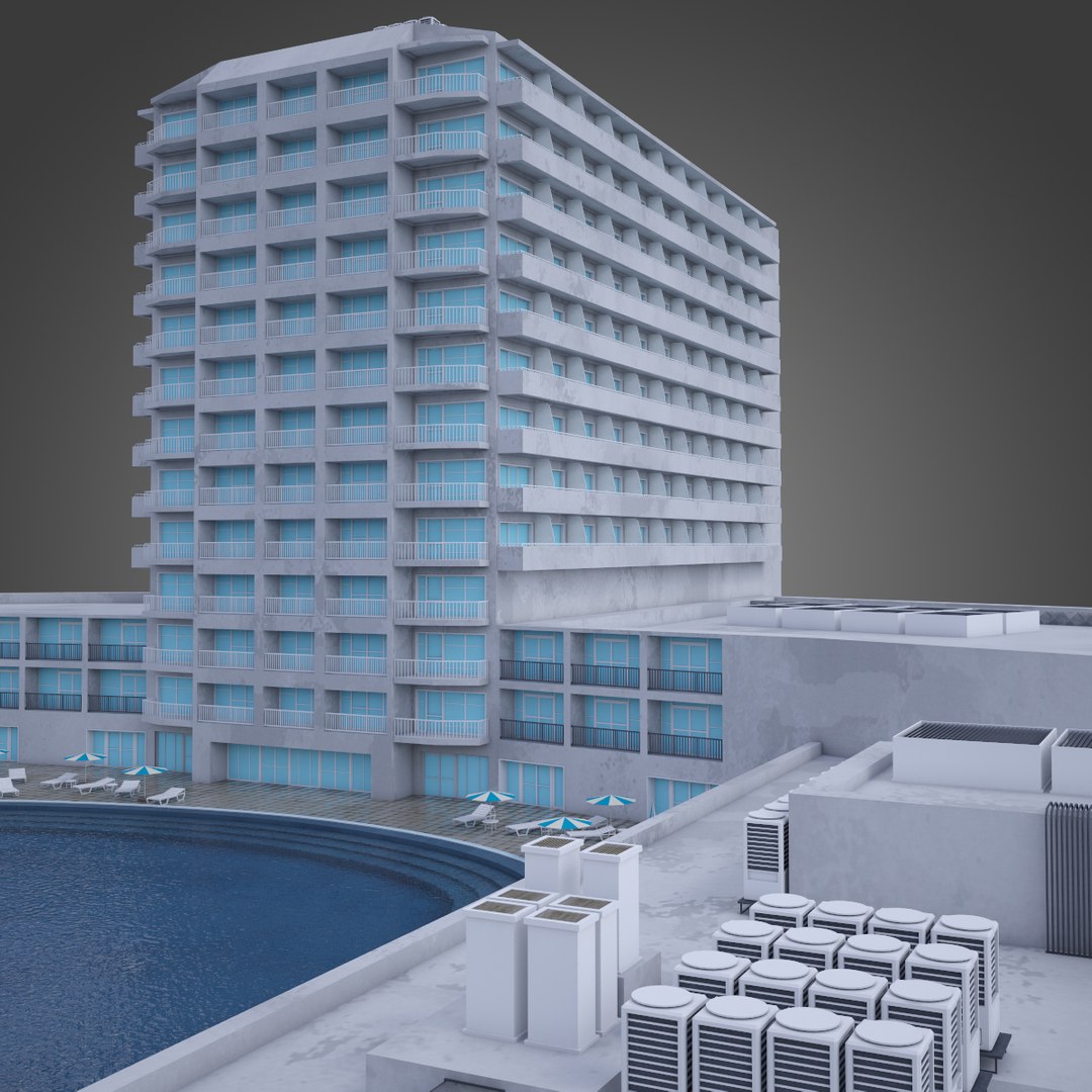 3D beach hotel - TurboSquid 1169178