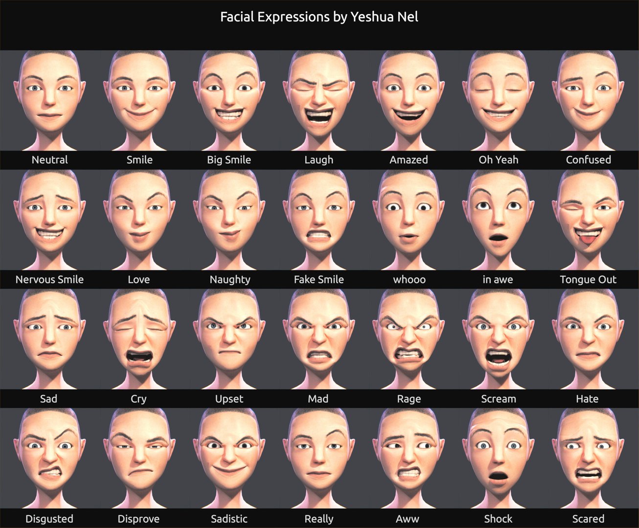 Female Face Poser 3D - TurboSquid 1250744