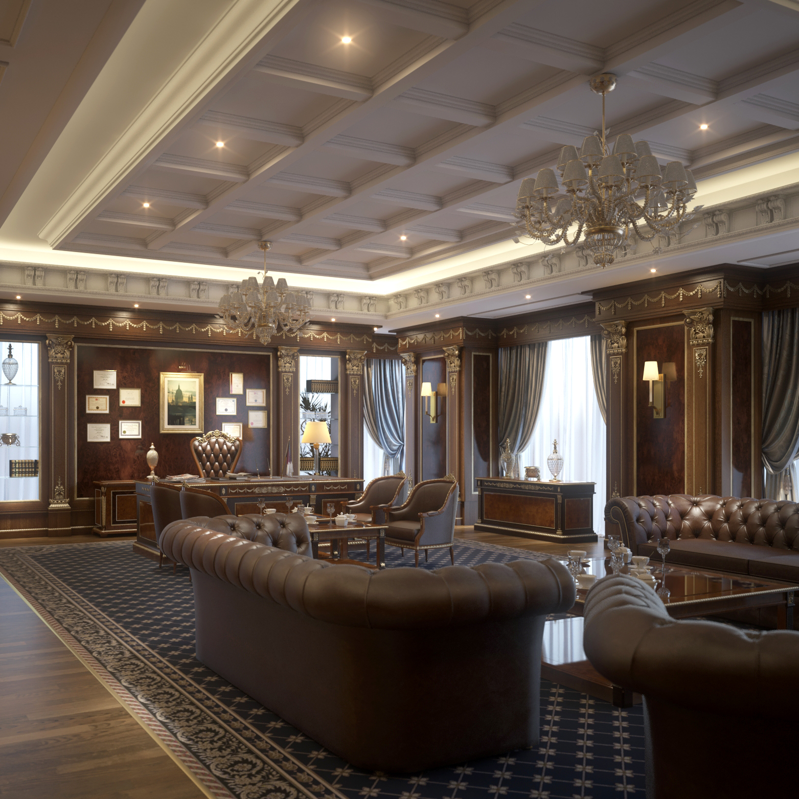 3D realistic executive office scene - TurboSquid 1268565