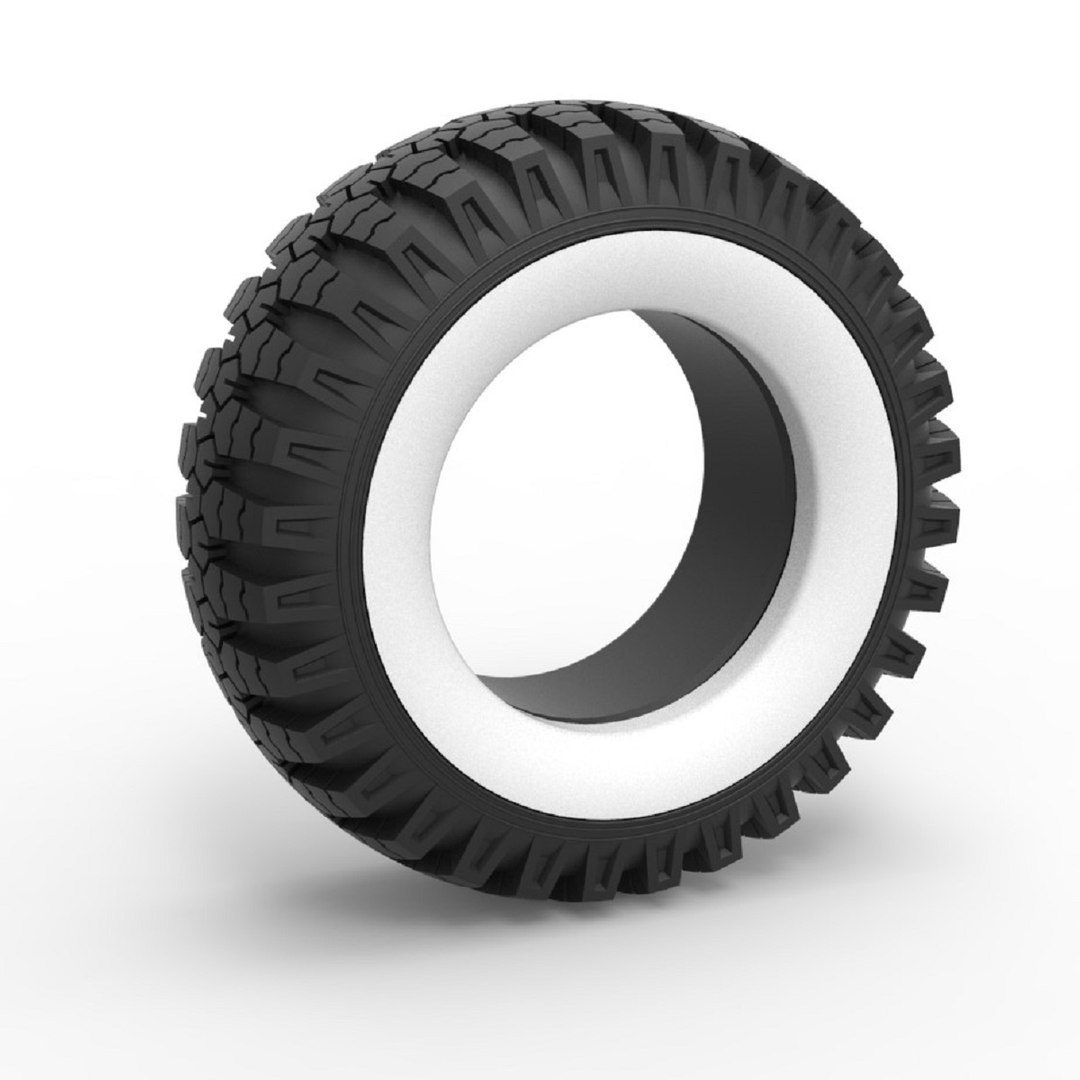 3D model Diecast military whitewall tire Scale 1 to 25 - TurboSquid 2110643