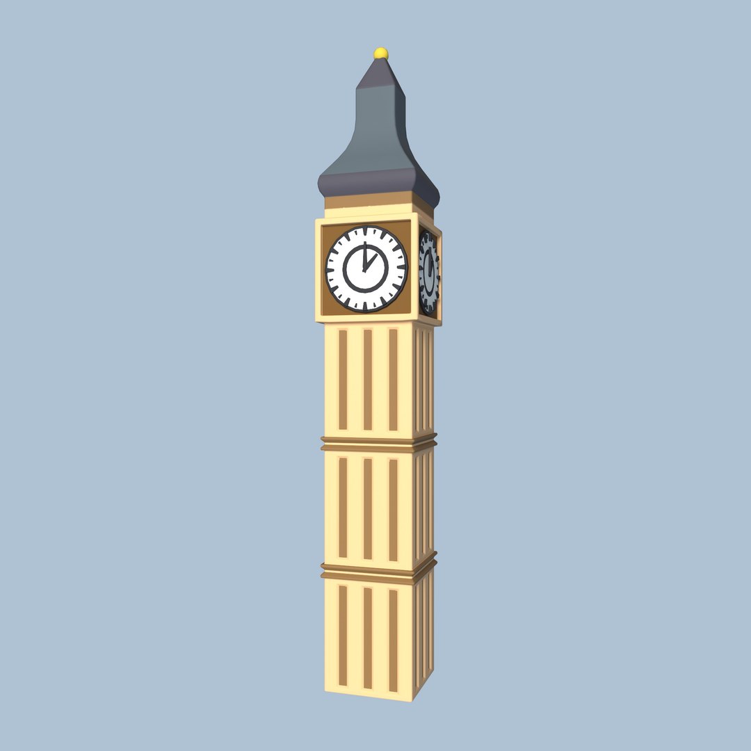 Big Ben Tower Cartoon Low Poly 3D Model - TurboSquid 2227475