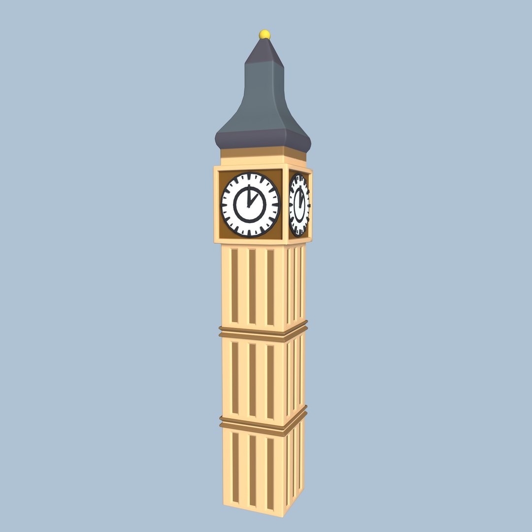 Big Ben Tower Cartoon Low Poly 3D Model - TurboSquid 2227475