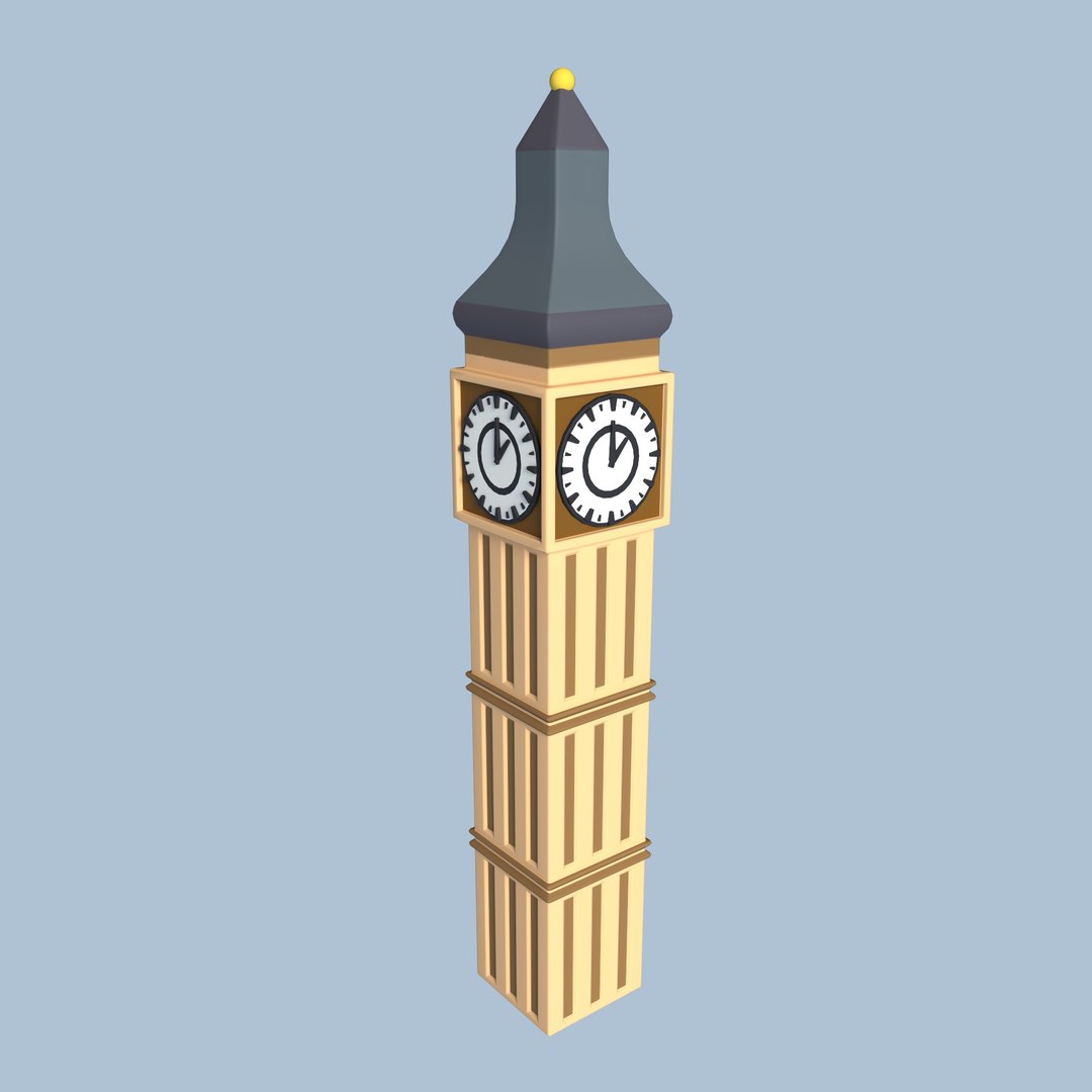 Big Ben Tower Cartoon Low Poly 3D Model - TurboSquid 2227475