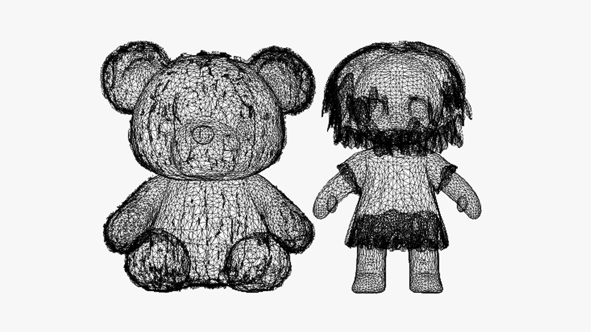 3D 3D Model Bloody Teddy Bear & Old Doll / Horror - TurboSquid 2400505