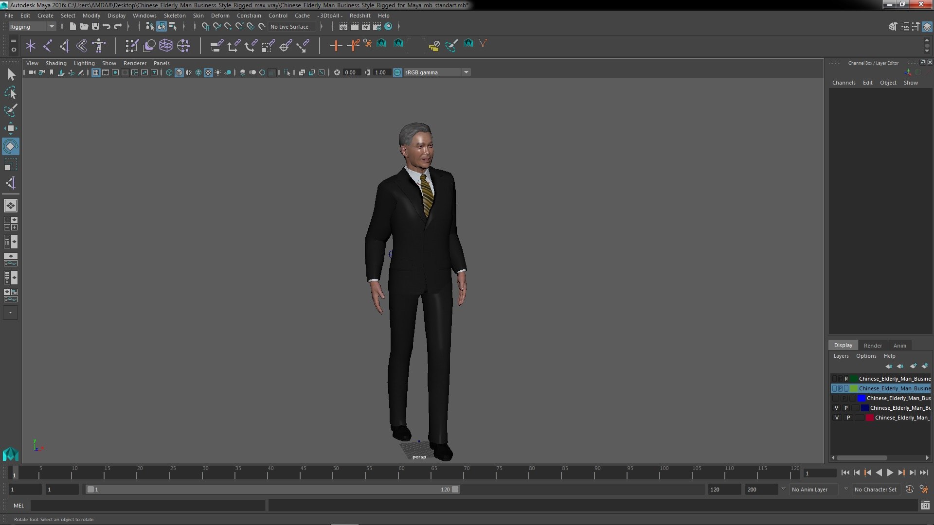 Chinese Elderly Man Business Style Rigged For Maya 3D - TurboSquid 2128934