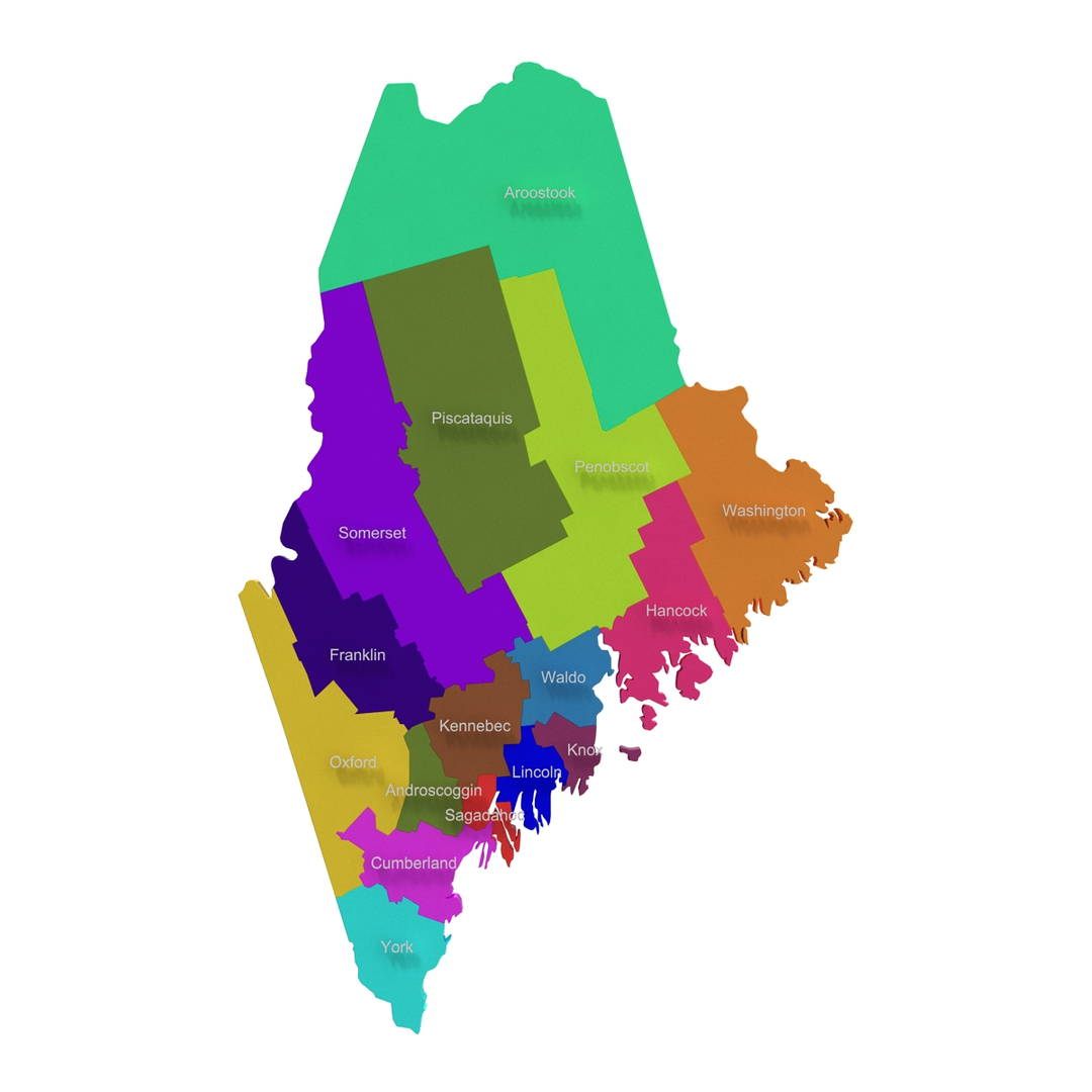 Maine Counties 3d Model