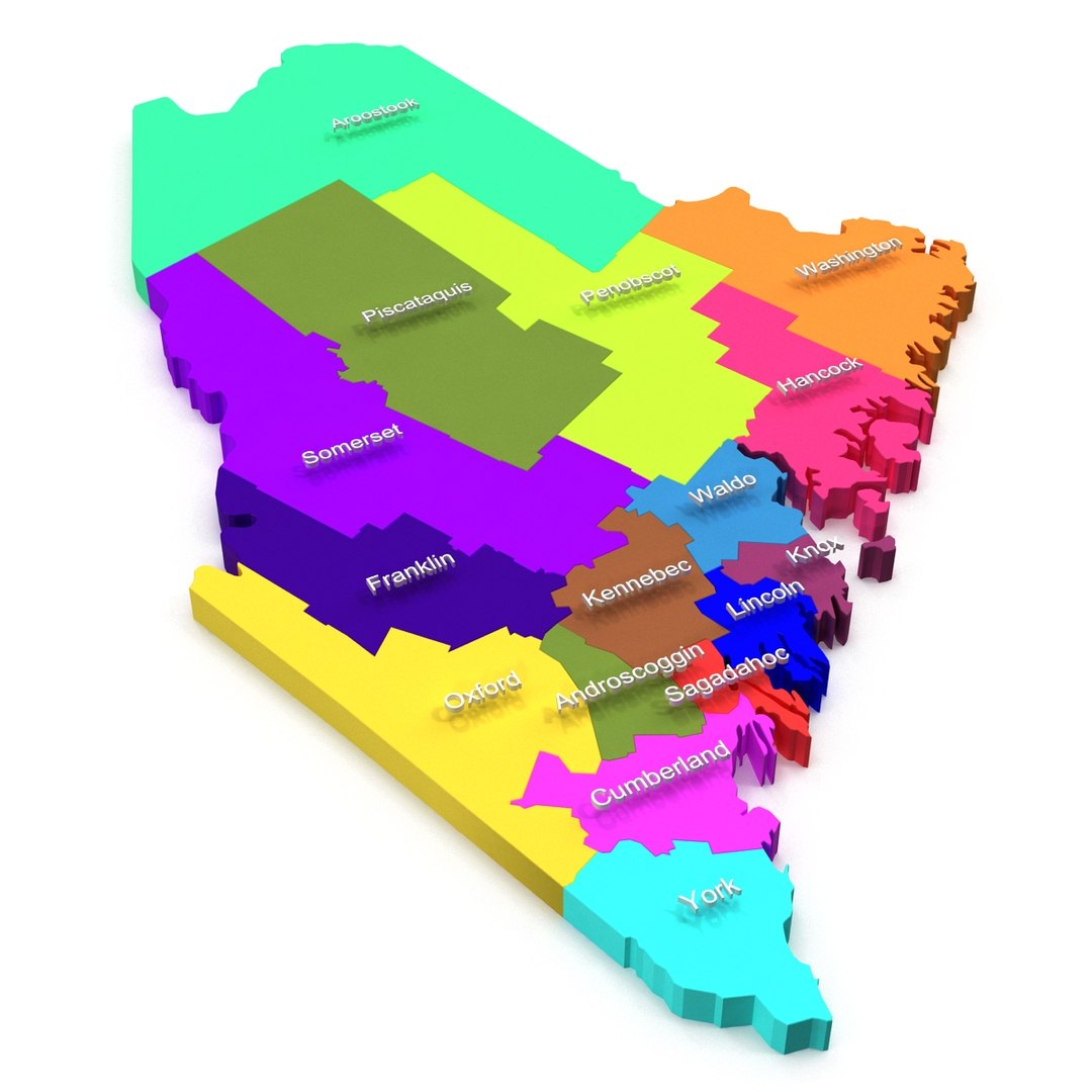 Maine Counties 3d Model