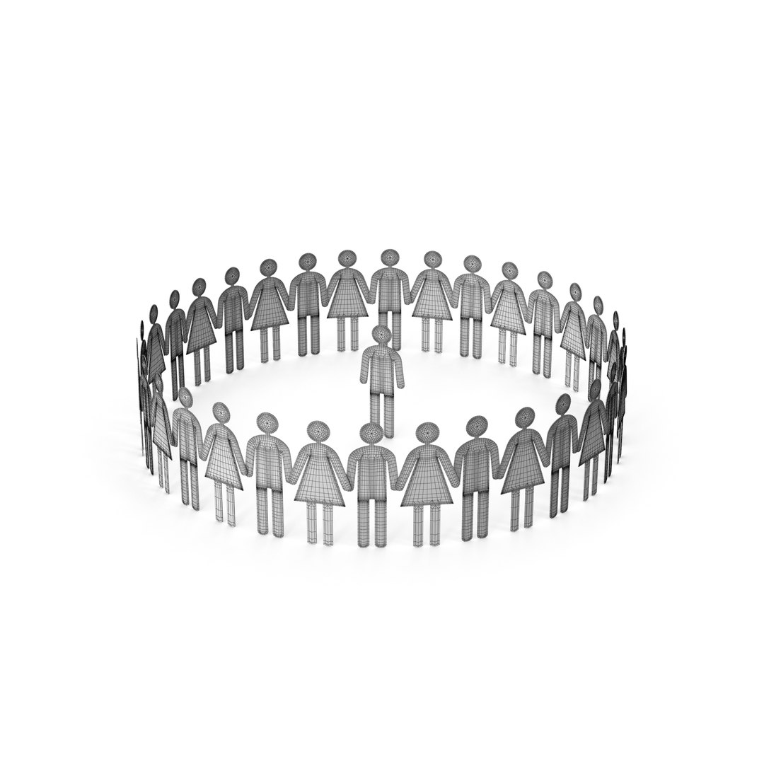 3D Circle Of Paper Figures Surrounding Red Figure Model - TurboSquid ...