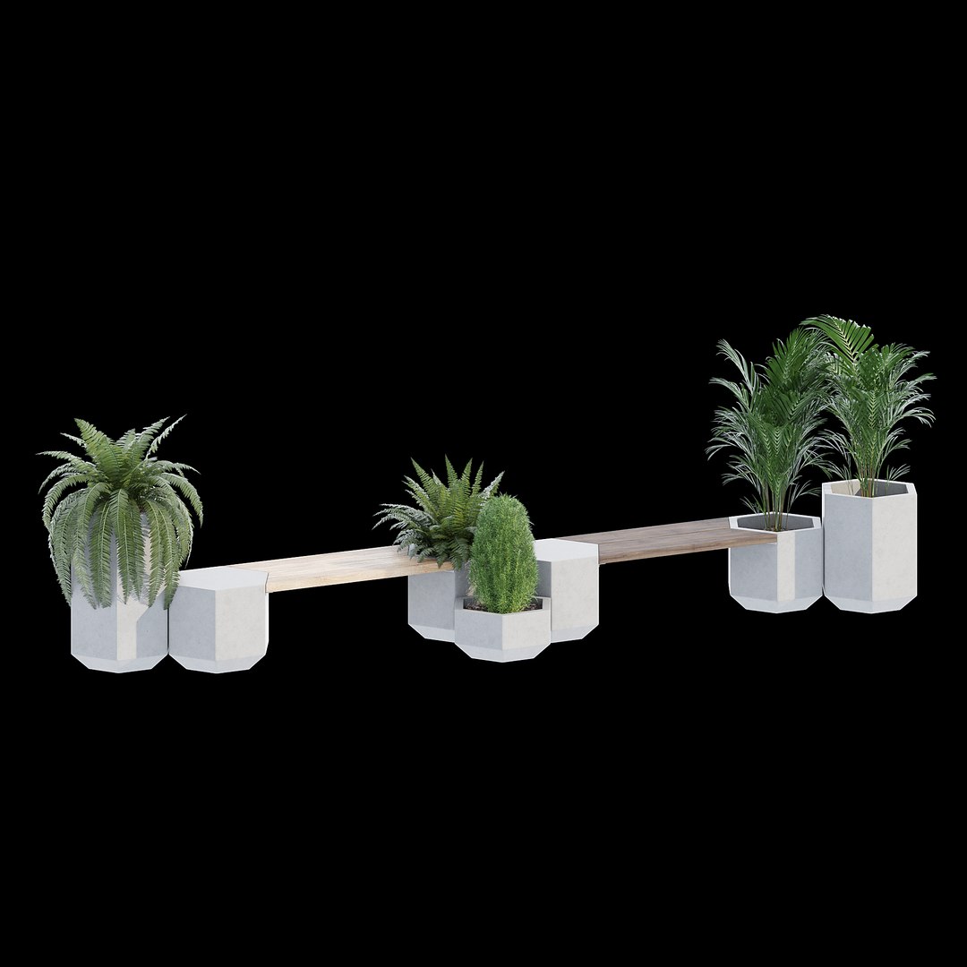 Concrete Hex-Bench 3D Model - TurboSquid 2025559