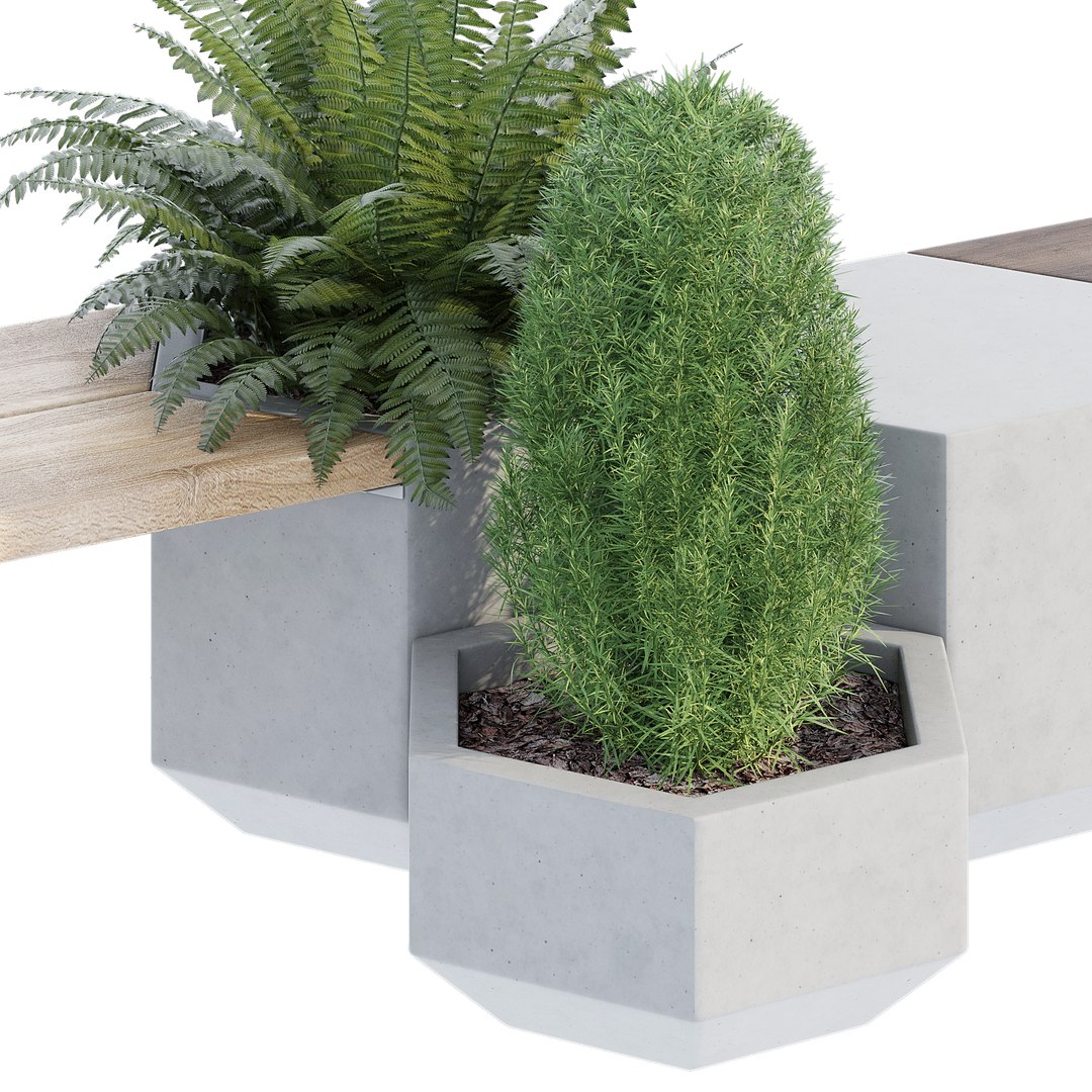 Concrete Hex-Bench 3D Model - TurboSquid 2025559