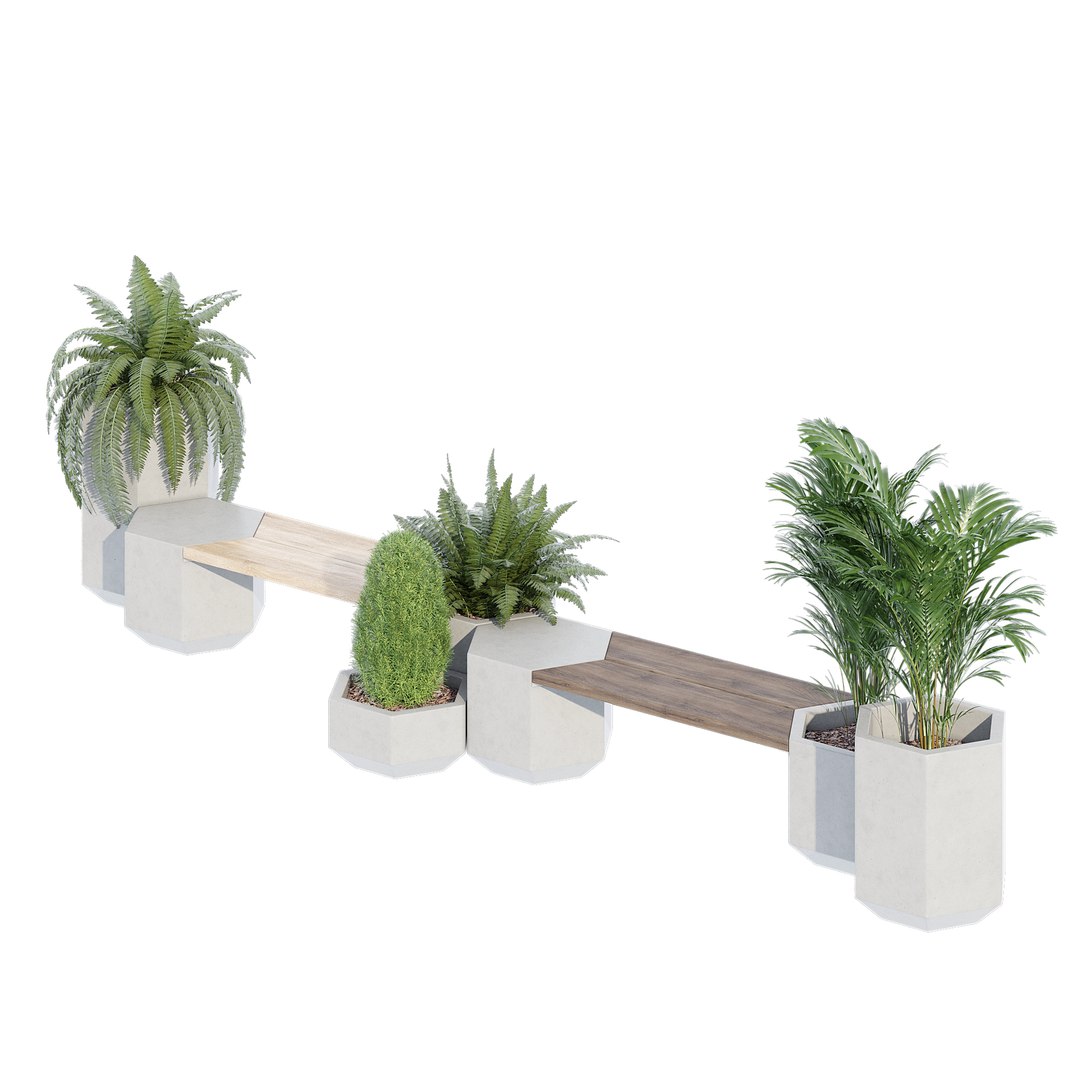 Concrete Hex-Bench 3D Model - TurboSquid 2025559